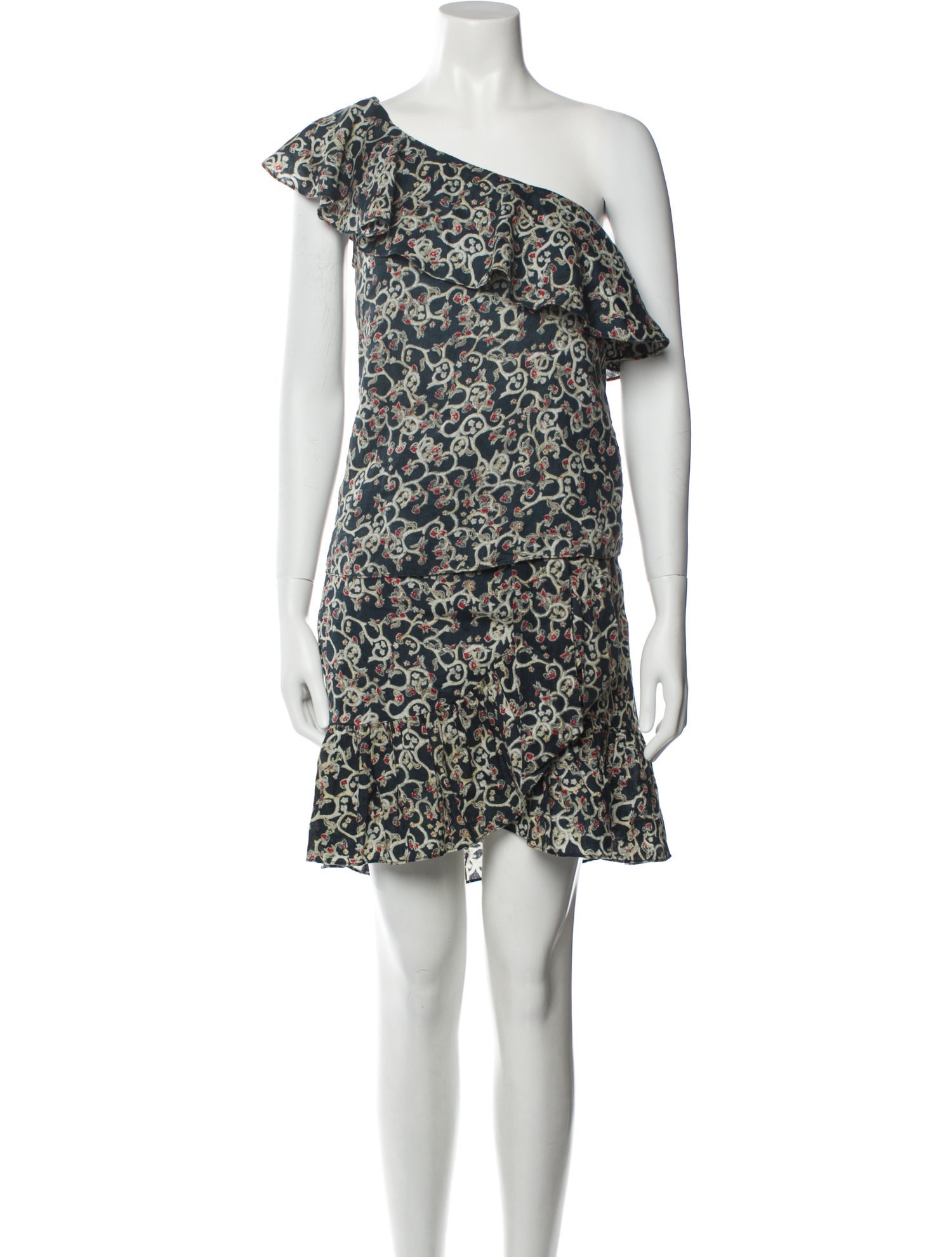 Etro Paisley Print Ruffle Embellishment Skirt Set - Green Suits and ...