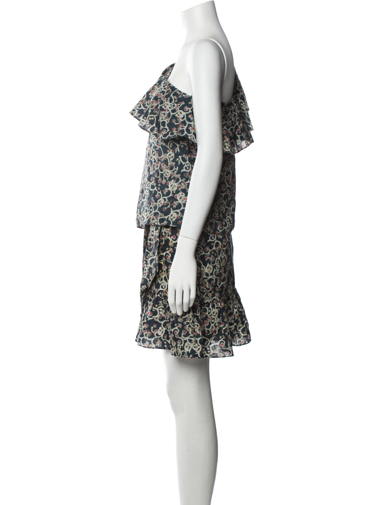 Etro Paisley Print Ruffle Embellishment Skirt Set - Green Suits and ...