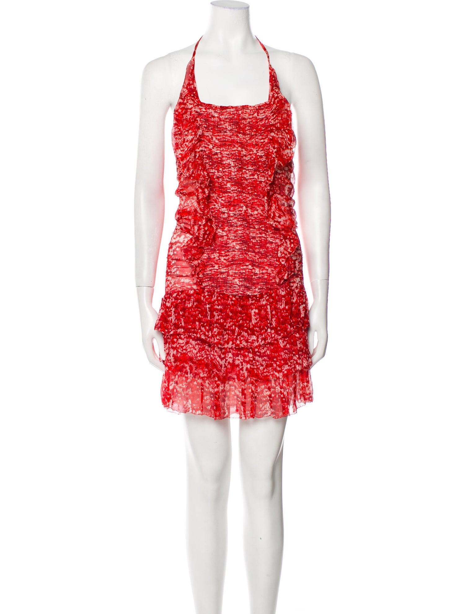 Étoile Isabel Marant Square Neckline Mini Dress Red Dresses Clothing
