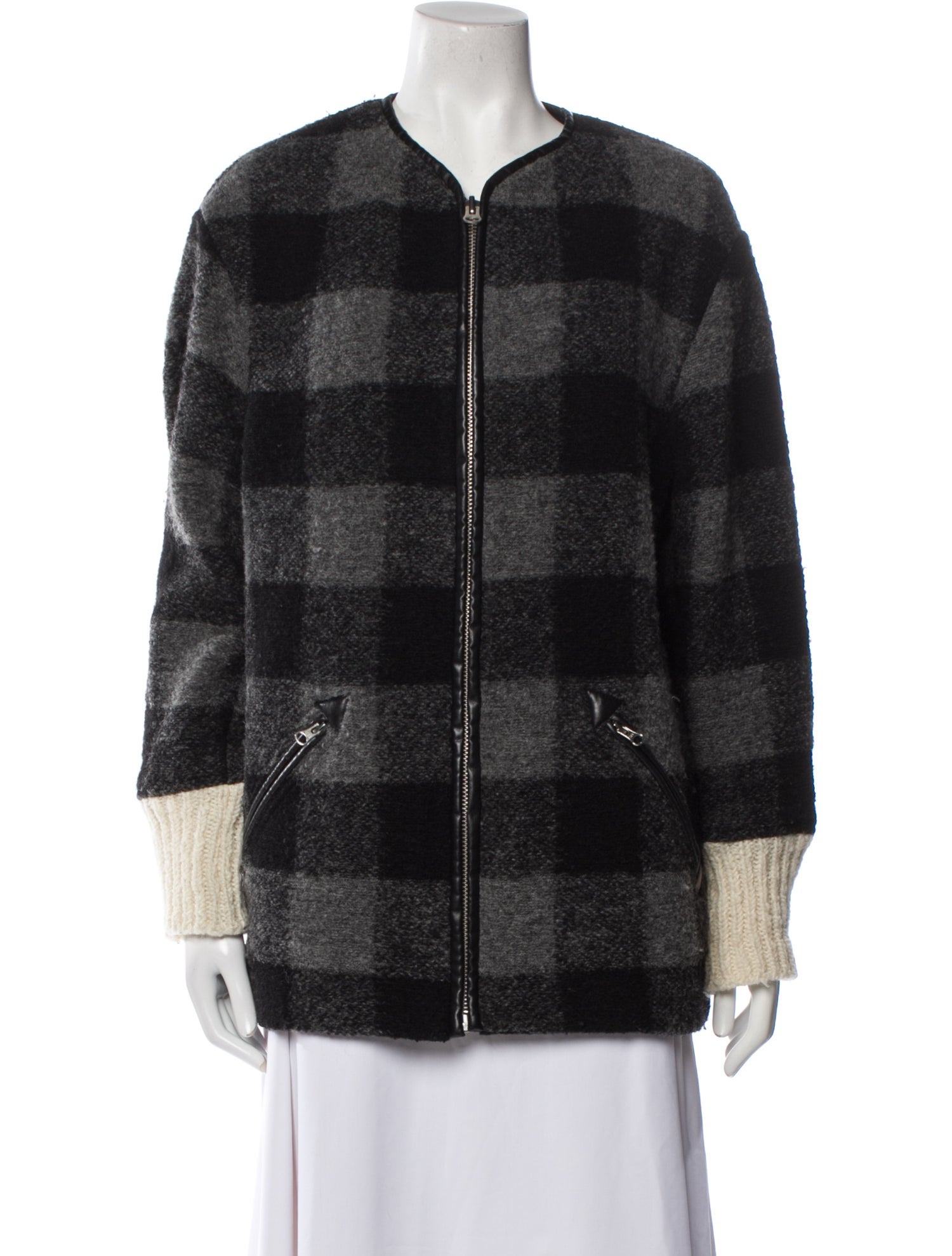 Étoile Isabel Marant Wool Plaid Print Coat - Black Coats, Clothing ...