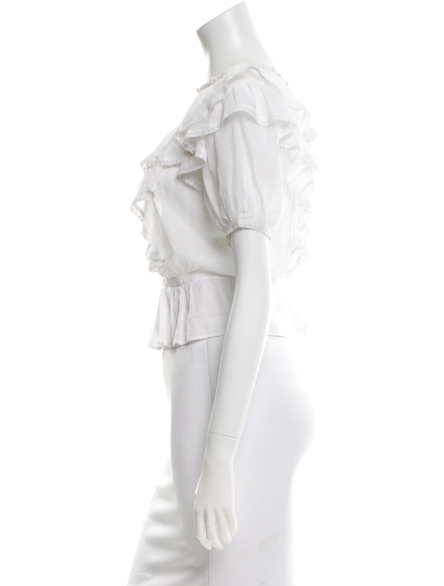 Étoile Isabel Marant Short Sleeve Ruffled Adorned Blouse - White Tops ...