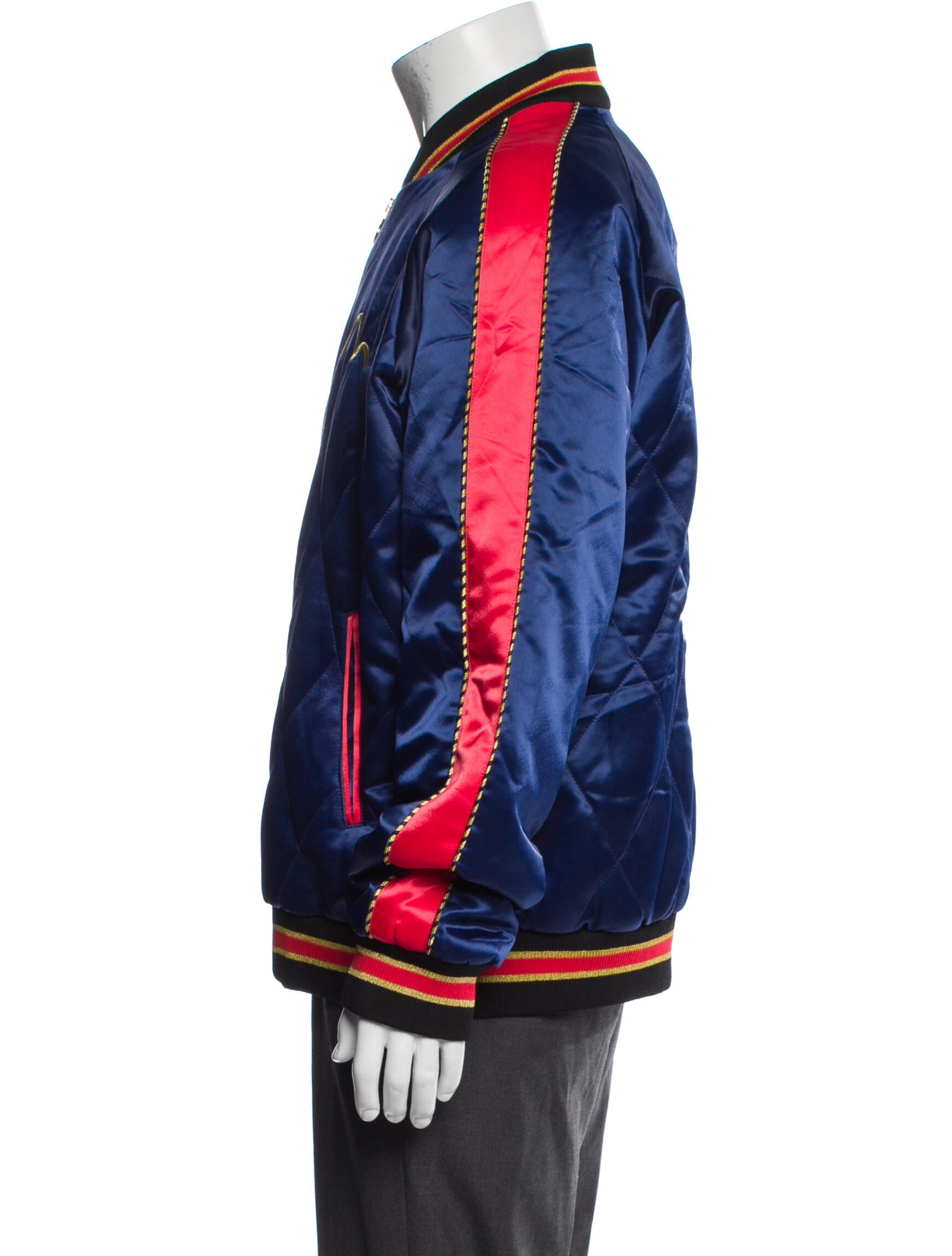 Evisu Striped Varsity Jacket - Blue Outerwear, Clothing - WEVIS20355 | The RealReal