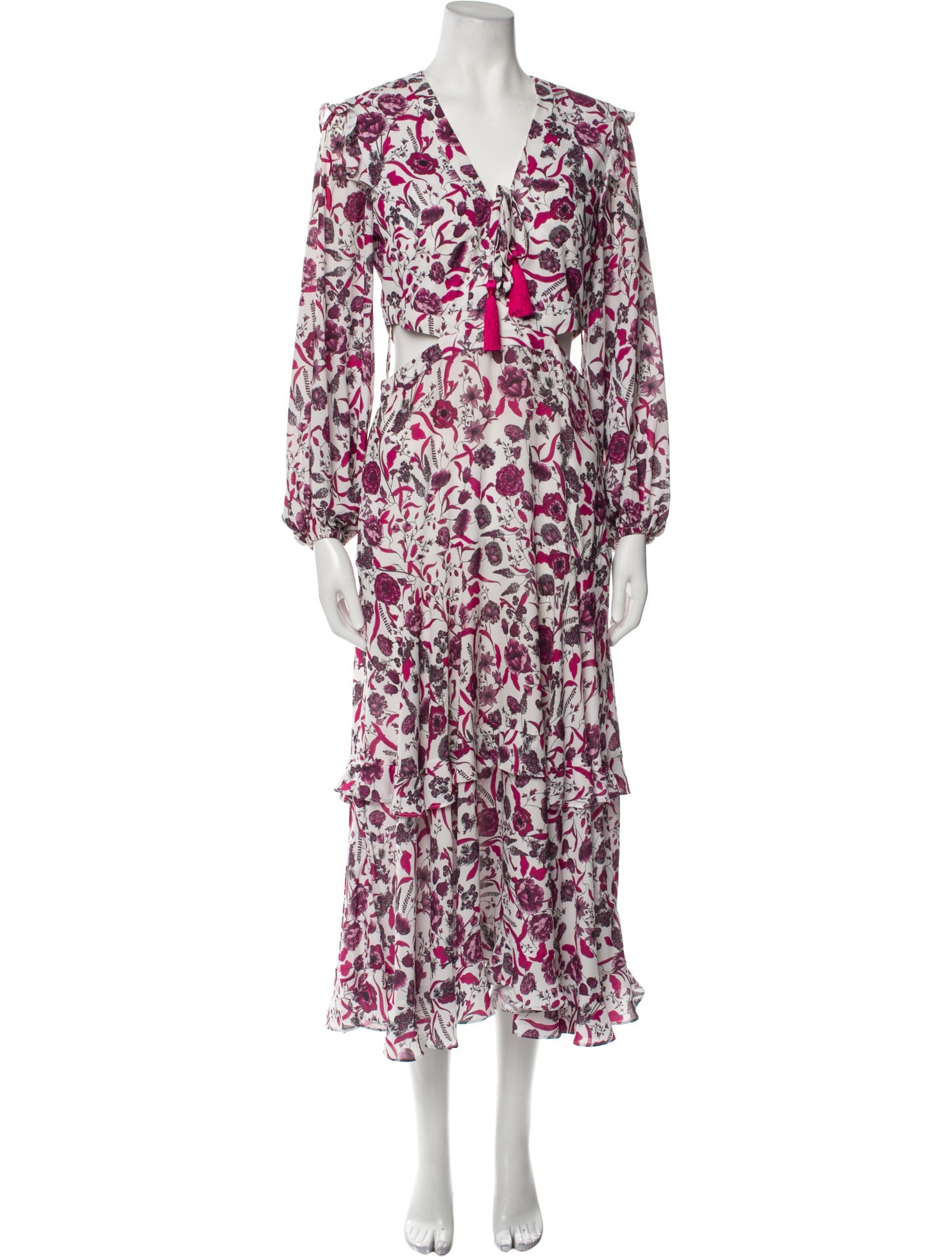 Alexis Floral Print Long Dress - White Dresses, Clothing - WEX101764 ...
