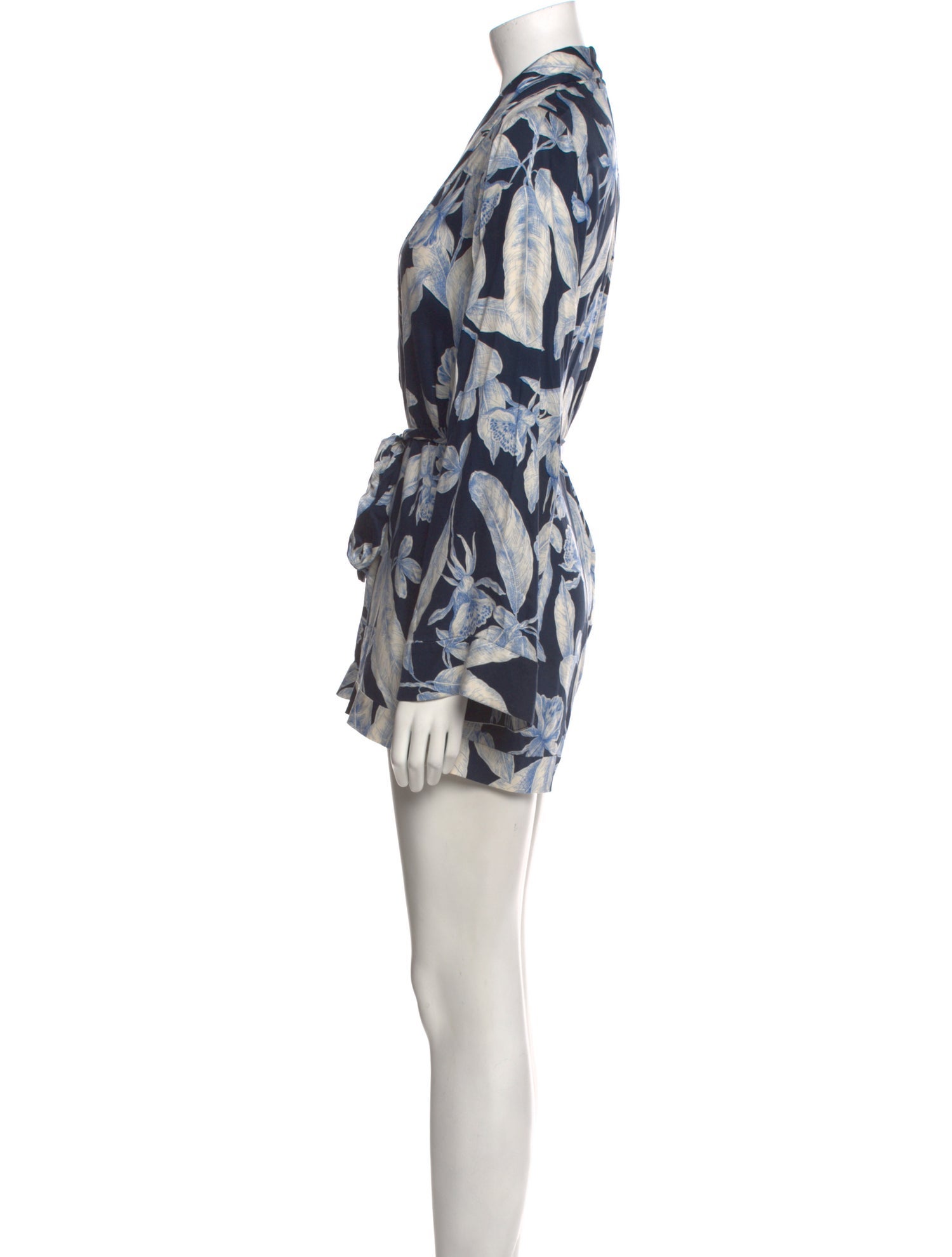 Zimmermann Silk Floral Print Romper - Blue, 12.75" Rise Jumpsuits and ...