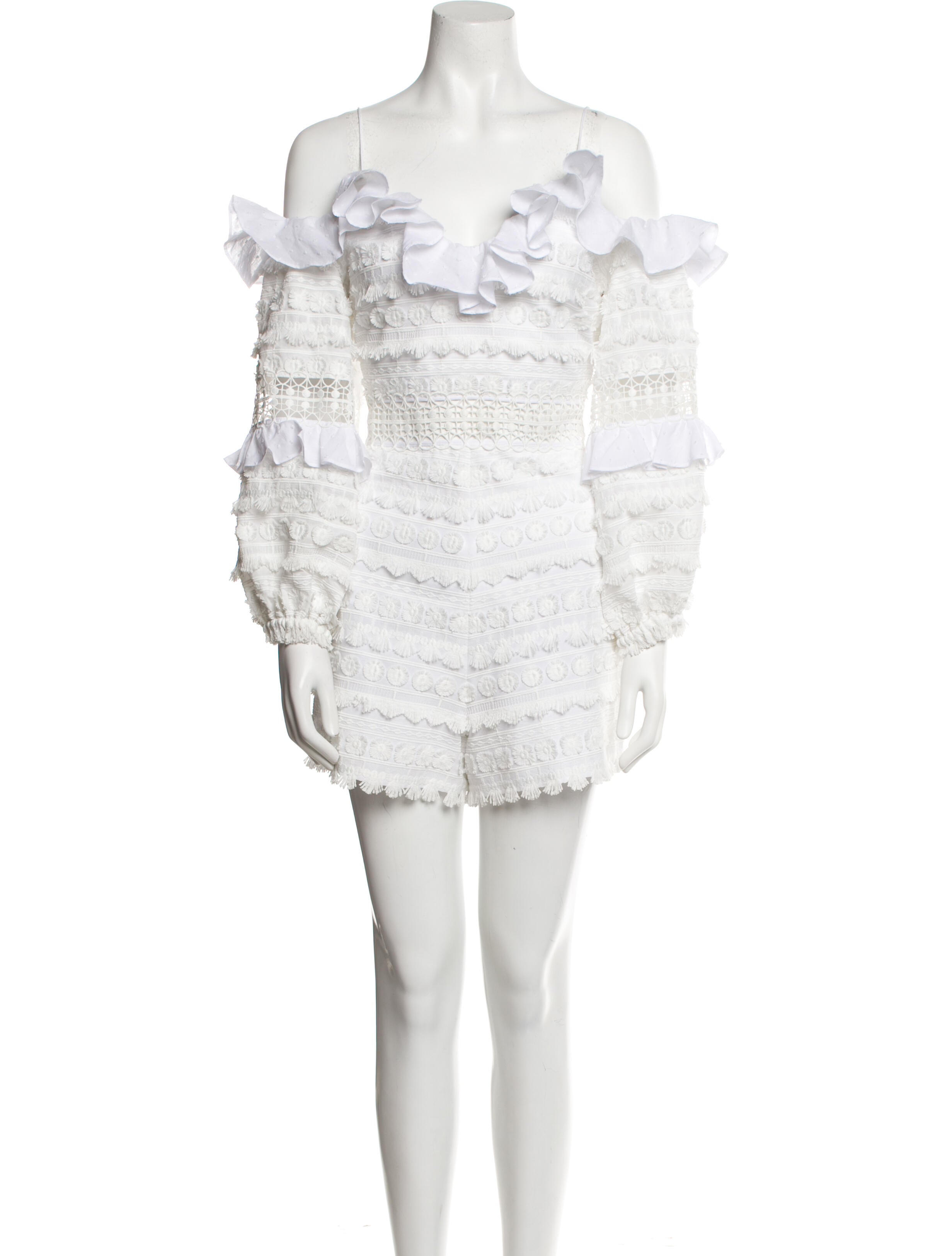 Alexis V-Neck Romper - White, 12.75" Rise Jumpsuits and Rompers ...