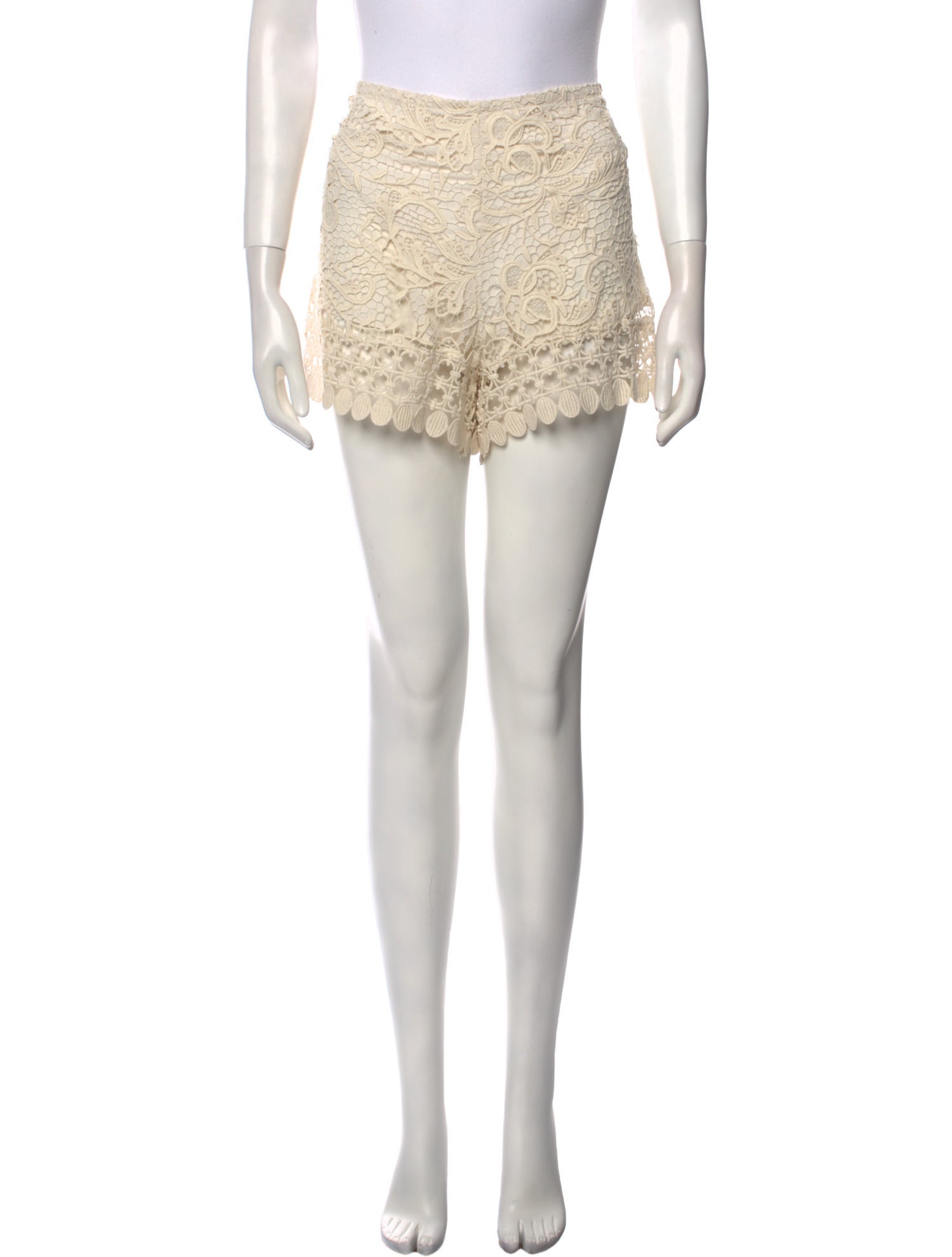 Alexis Lace Pattern Mini Shorts w/ Tags - Neutrals, 11" Rise Shorts ...