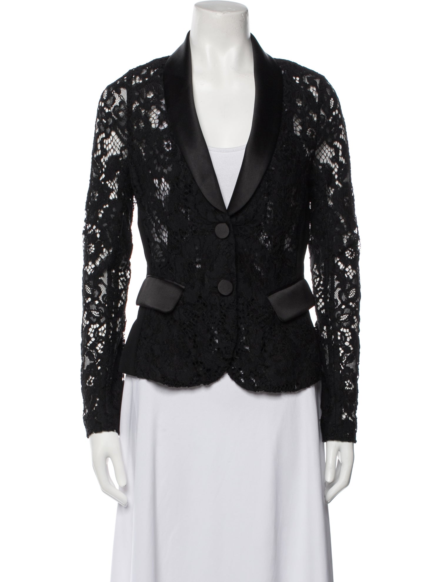 Alexis Nylon Lace Pattern Evening Jacket - Black Jackets, Clothing ...