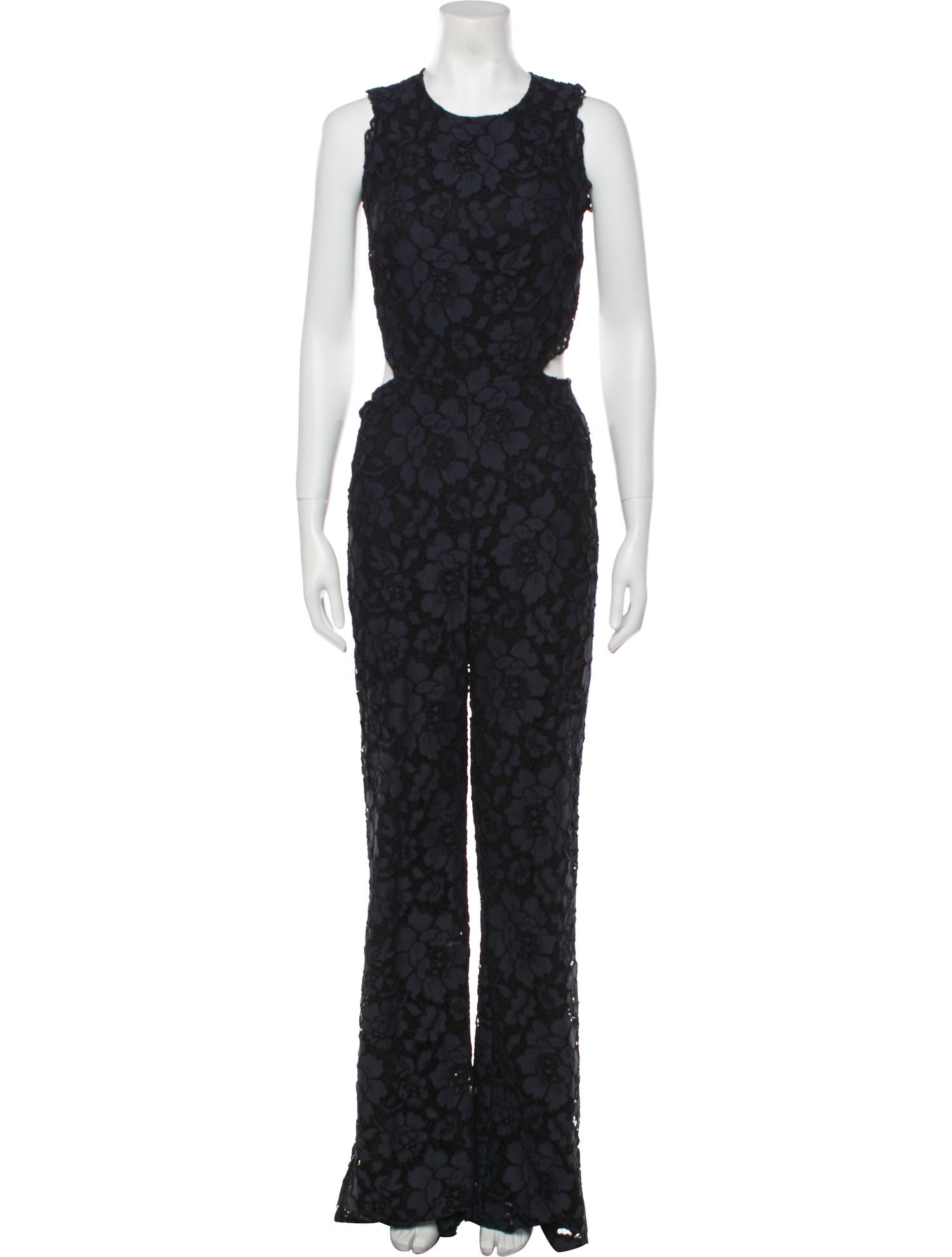 Alexis Nylon Floral Print Jumpsuit - Black, 12.5" Rise Jumpsuits and ...
