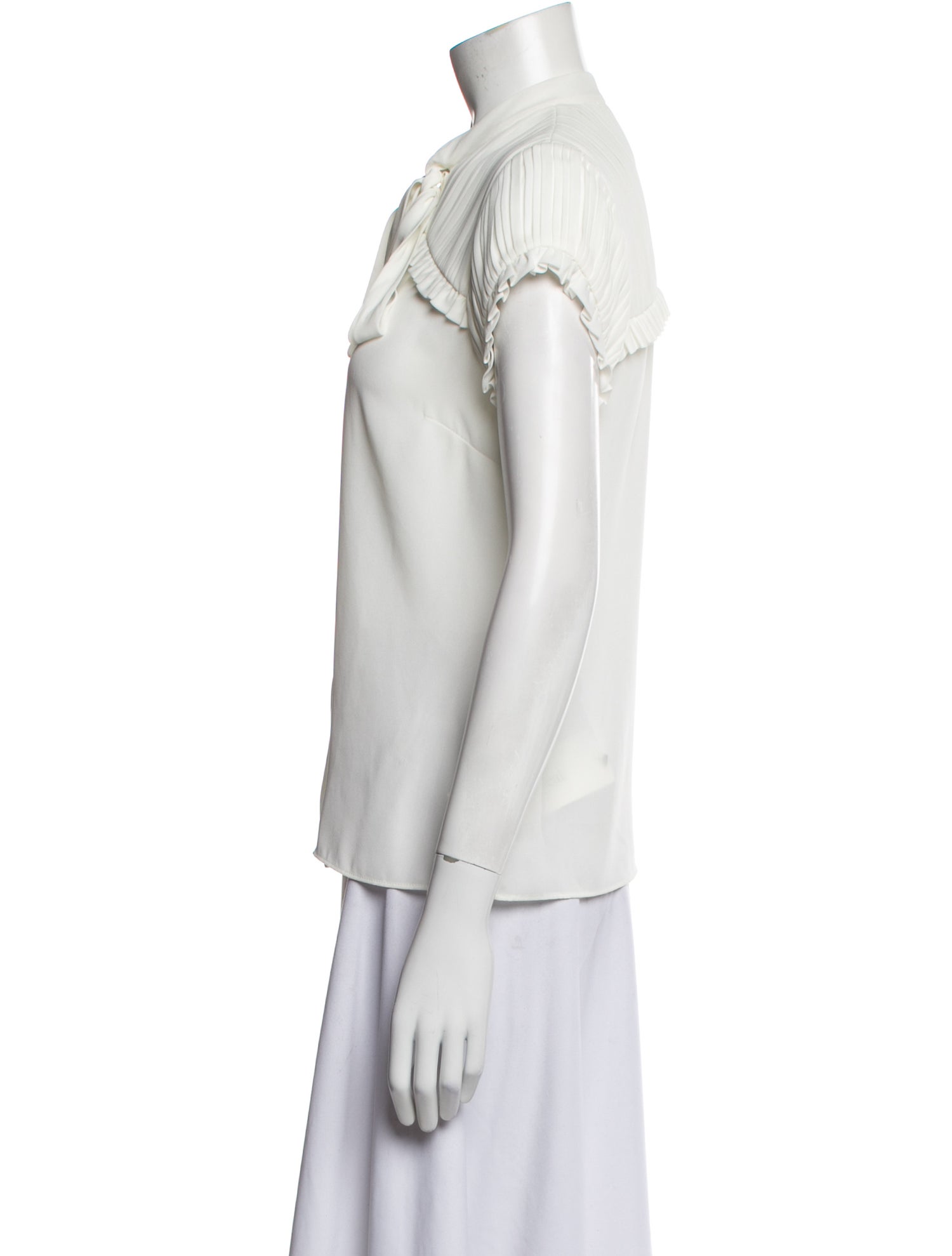 Alexis Tie Neck Short Sleeve Blouse - White Tops, Clothing - WEX110006 ...