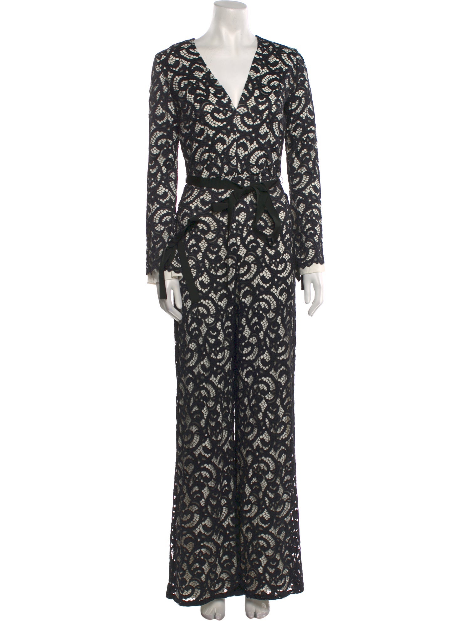 Alexis Nylon Lace Pattern Jumpsuit - Black, 13.5" Rise Jumpsuits and ...
