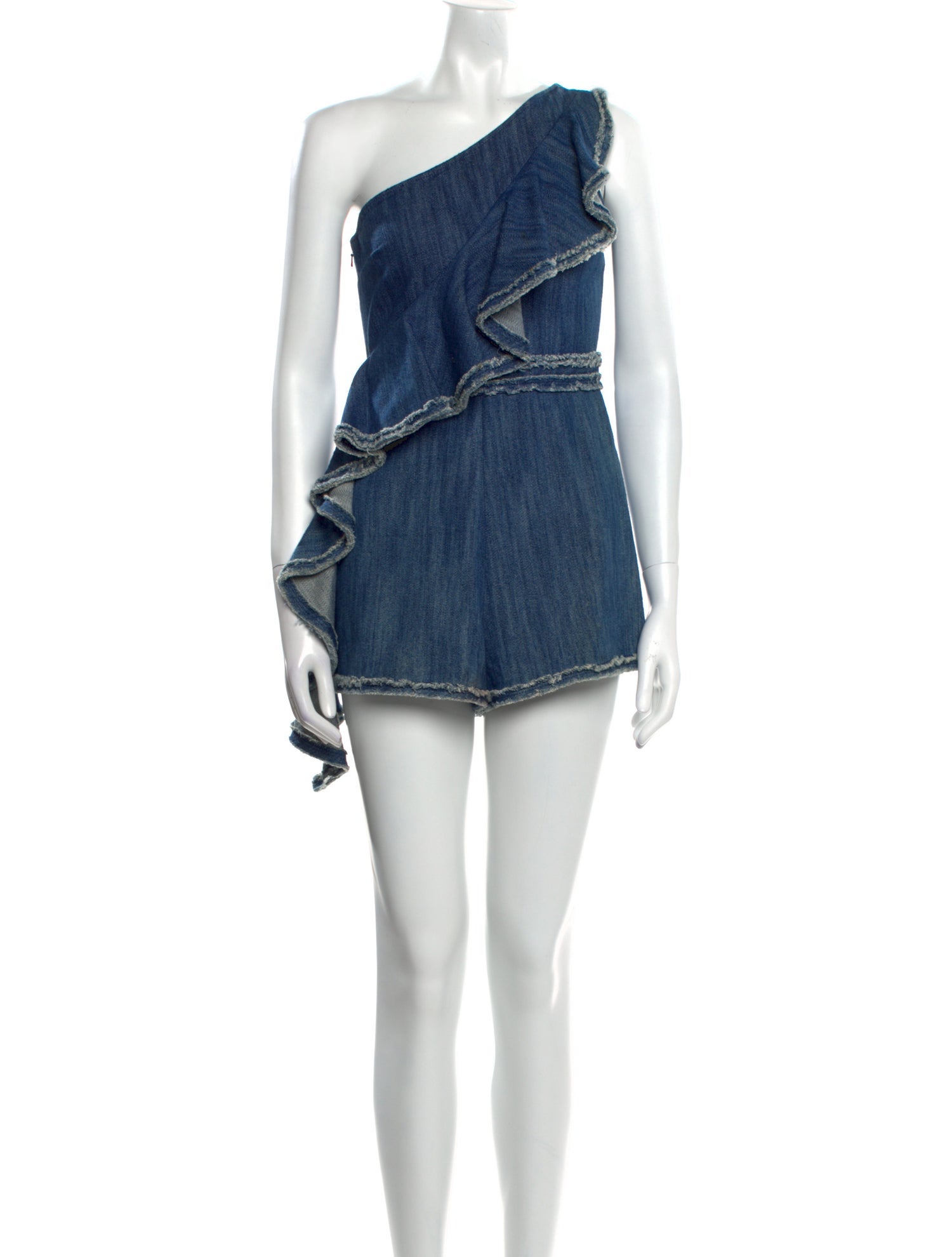 Alexis One-Shoulder Romper - Blue, 11.25" Rise Jumpsuits and Rompers ...