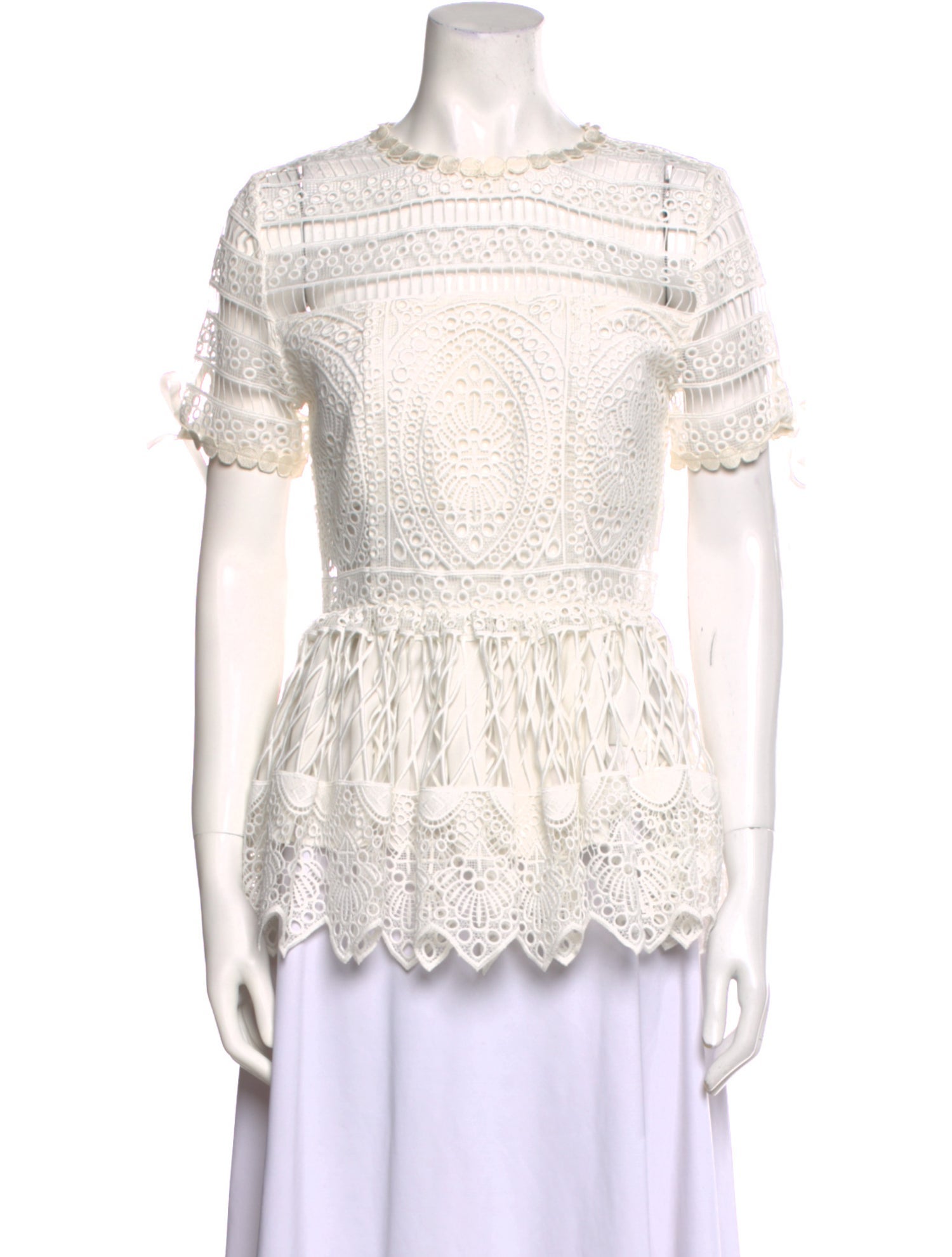 Alexis Crew Neck Short Sleeve Blouse - White Tops, Clothing - WEX112922 ...