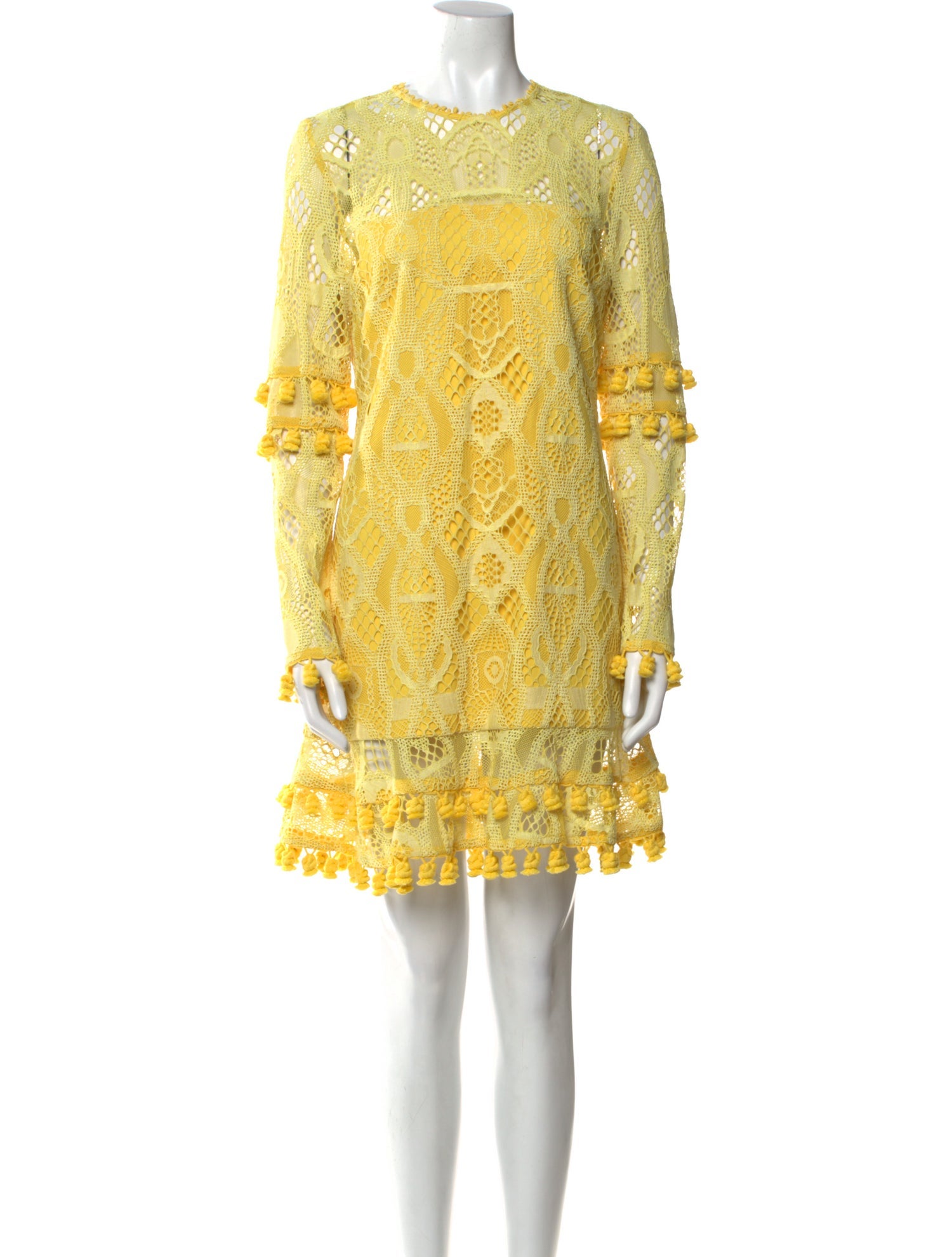 Alexis Lace Pattern Mini Dress - Yellow Dresses, Clothing - WEX117628 ...