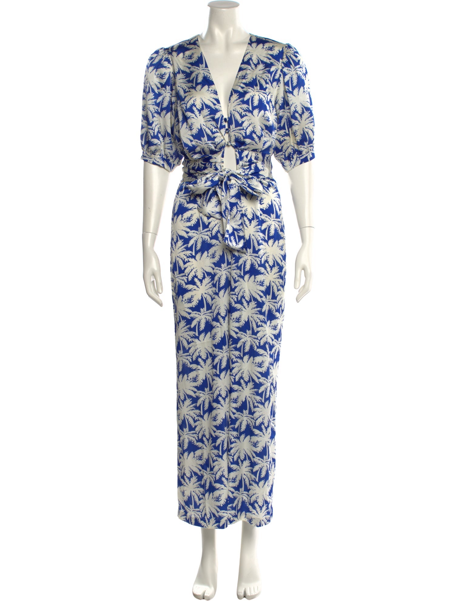 Alexis Printed V-Neck Jumpsuit w/ Tags - Blue, 13" Rise Jumpsuits and ...
