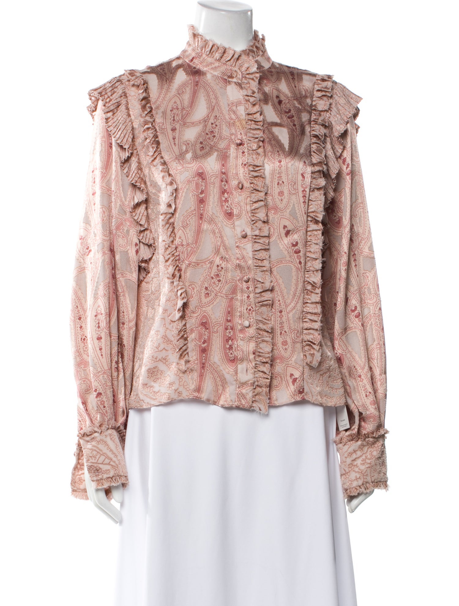 Alexis Paisley Print Long Sleeve Blouse - Neutrals Tops, Clothing ...