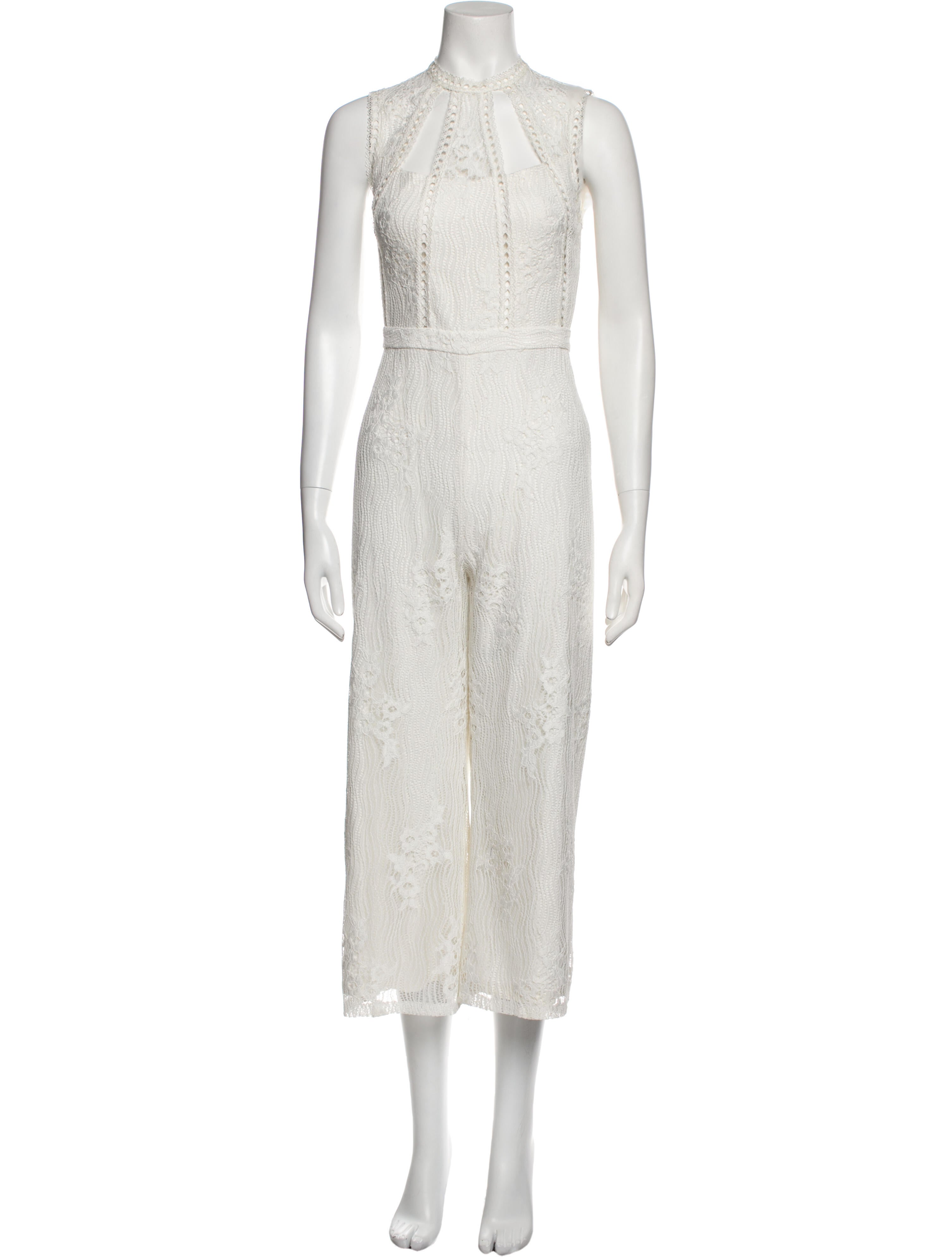 Alexis Lace Pattern Halterneck Jumpsuit - Neutrals, 11" Rise Jumpsuits ...