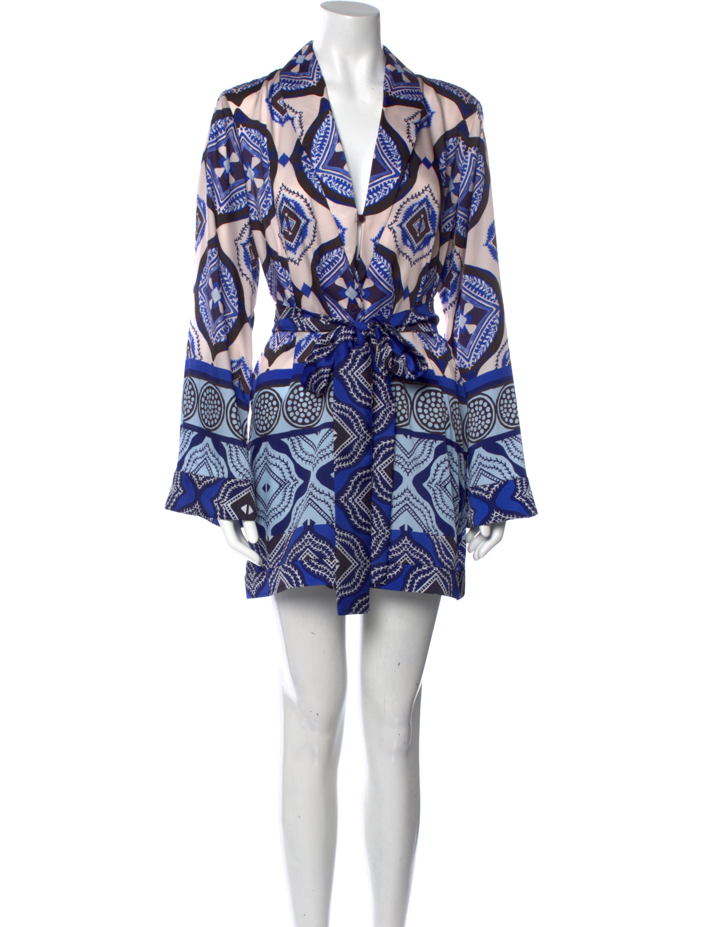 Alexis Printed V-Neck Romper w/ Tags - Blue, 8.75" Rise Jumpsuits and ...