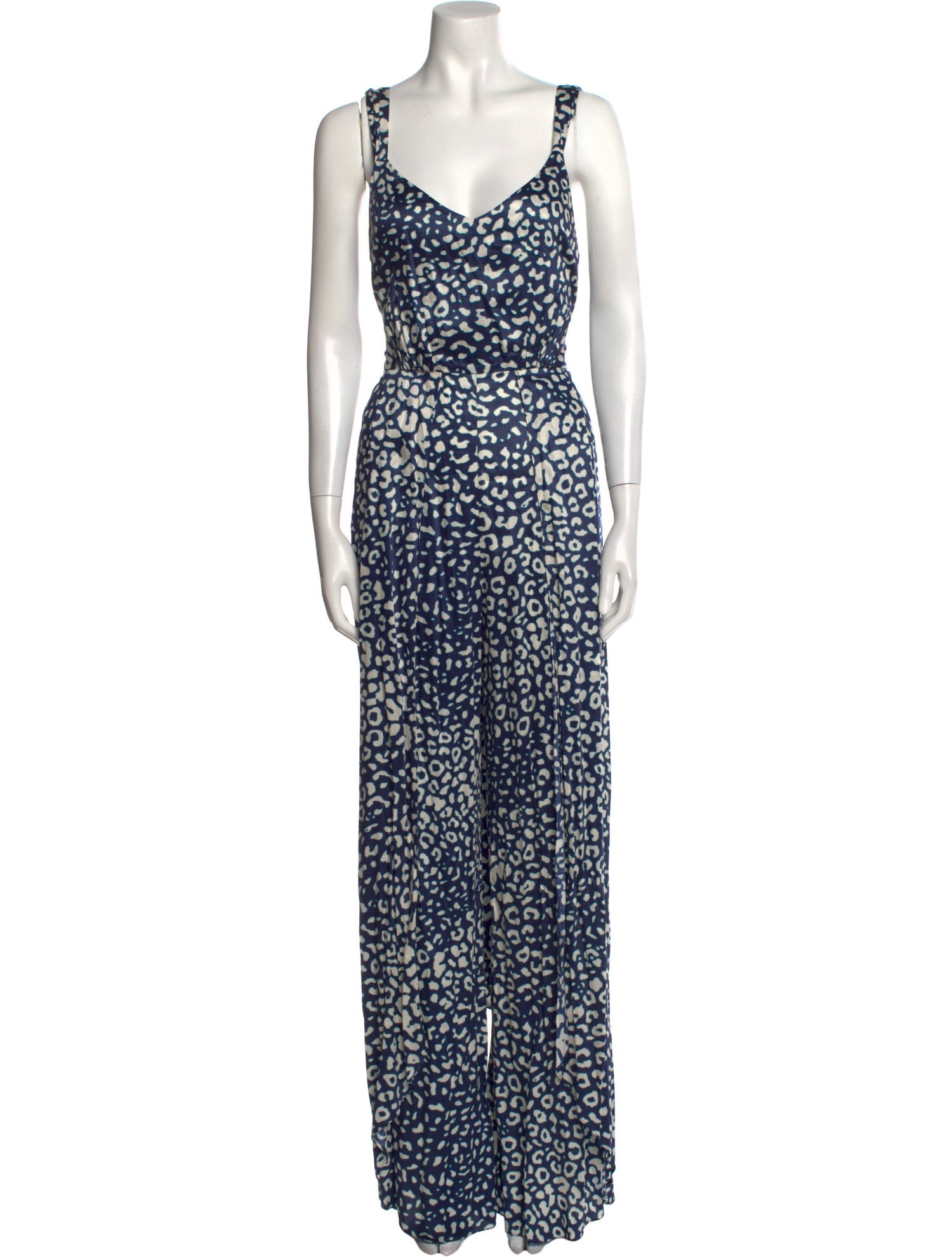 Alexis Printed V-Neck Jumpsuit w/ Tags - Blue, 12.5" Rise Jumpsuits and ...