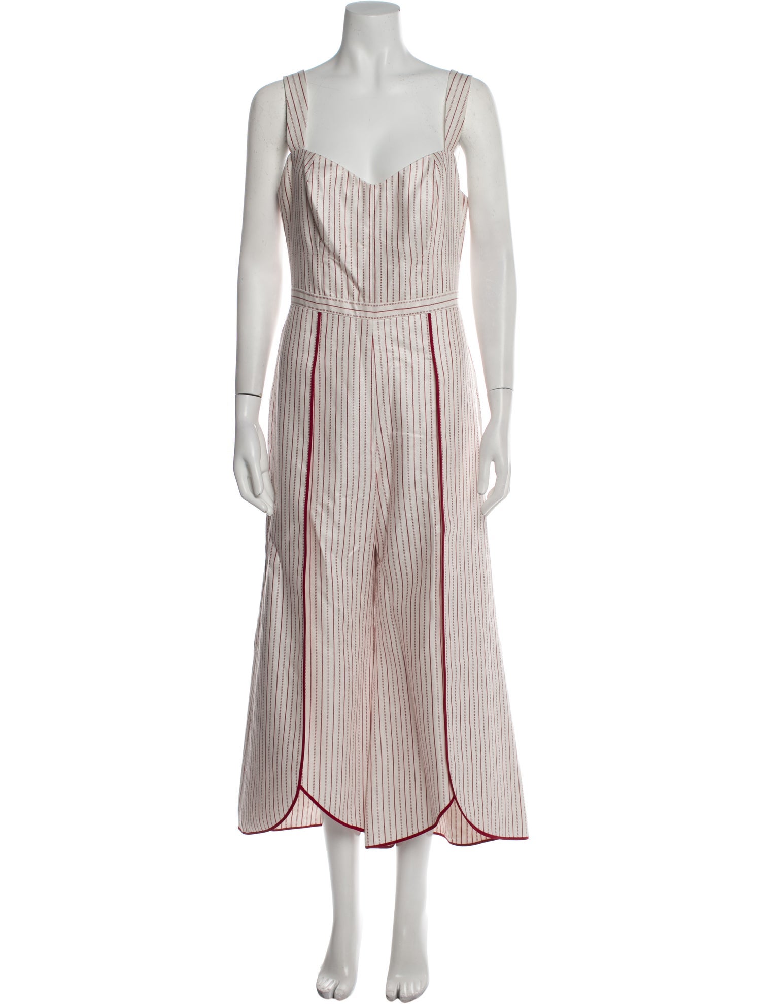 Alexis Striped Square Neckline Jumpsuit - Red, 14" Rise Jumpsuits and ...