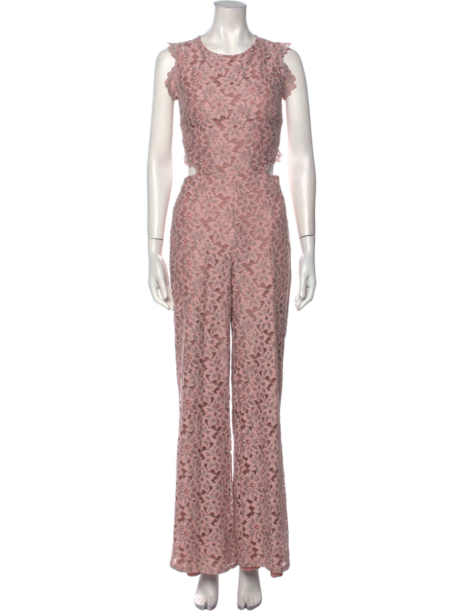 Alexis Lace Pattern Scoop Neck Jumpsuit - Pink, 11.5" Rise Jumpsuits ...
