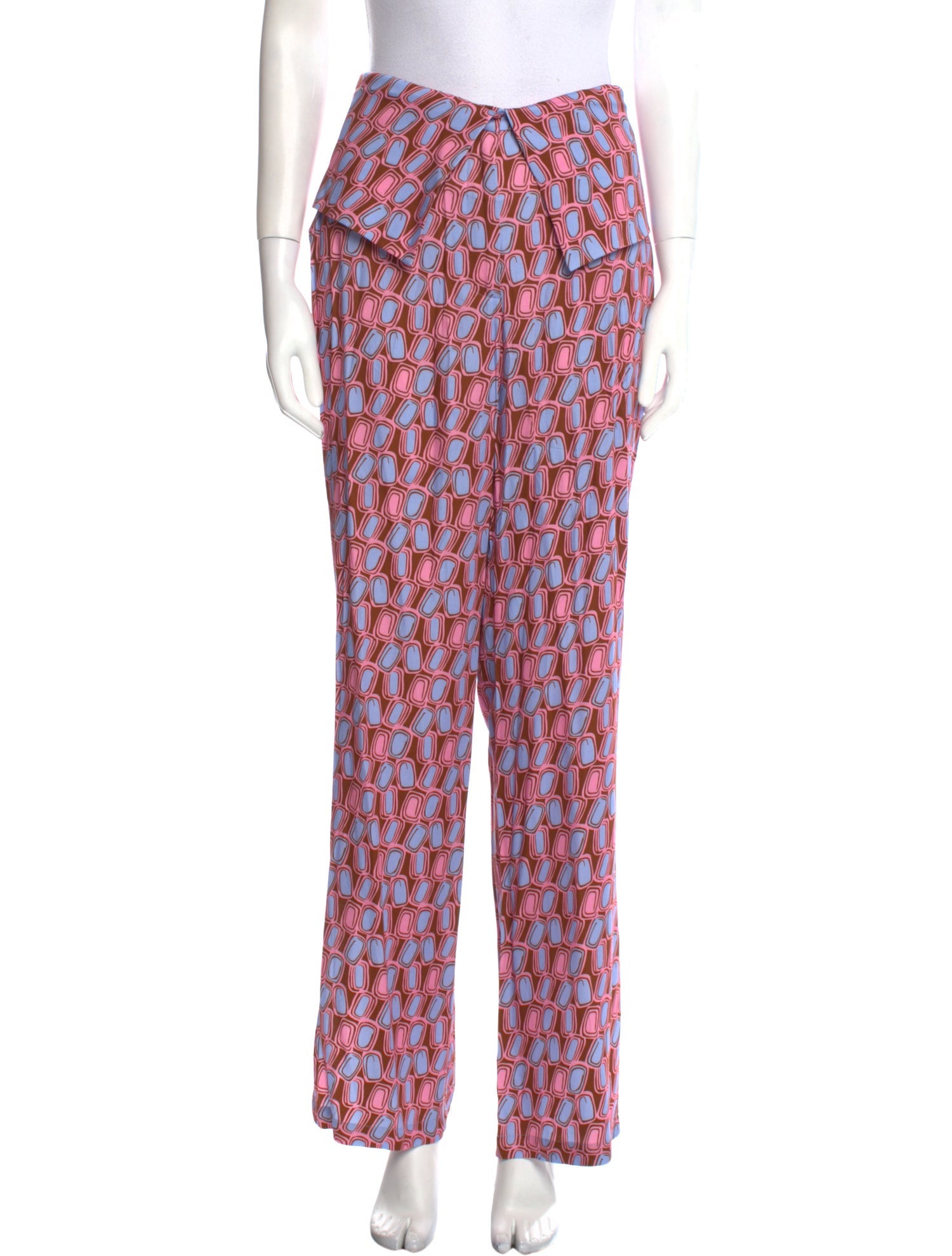 Alice + Olivia Tweed Pattern Wide Leg Pants - Red, 13.25" Rise Pants ...