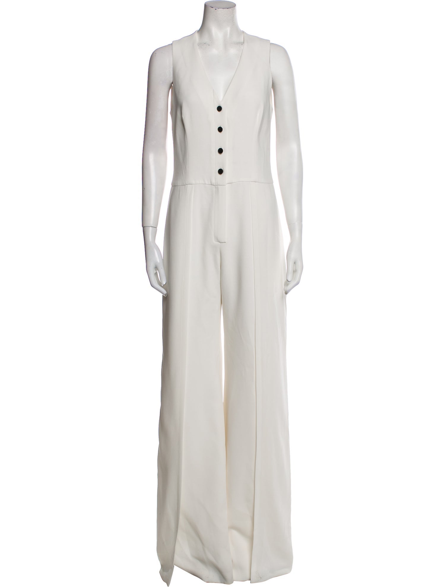 Alexis Plunge Neckline Jumpsuit - White, 10.25" Rise Jumpsuits and ...
