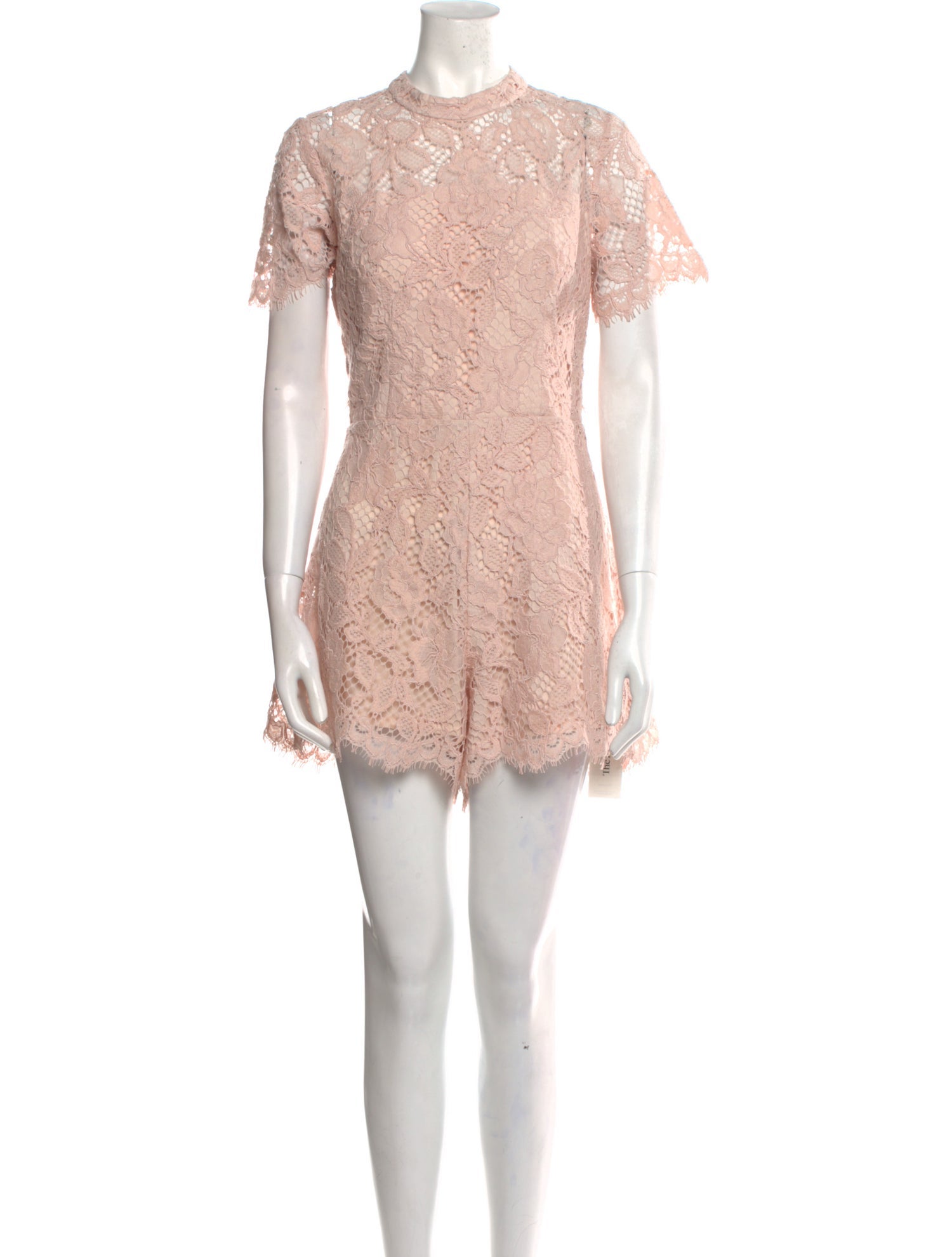 Alexis Lace Pattern Crew Neck Romper w/ Tags - Pink, 28" Rise Jumpsuits ...