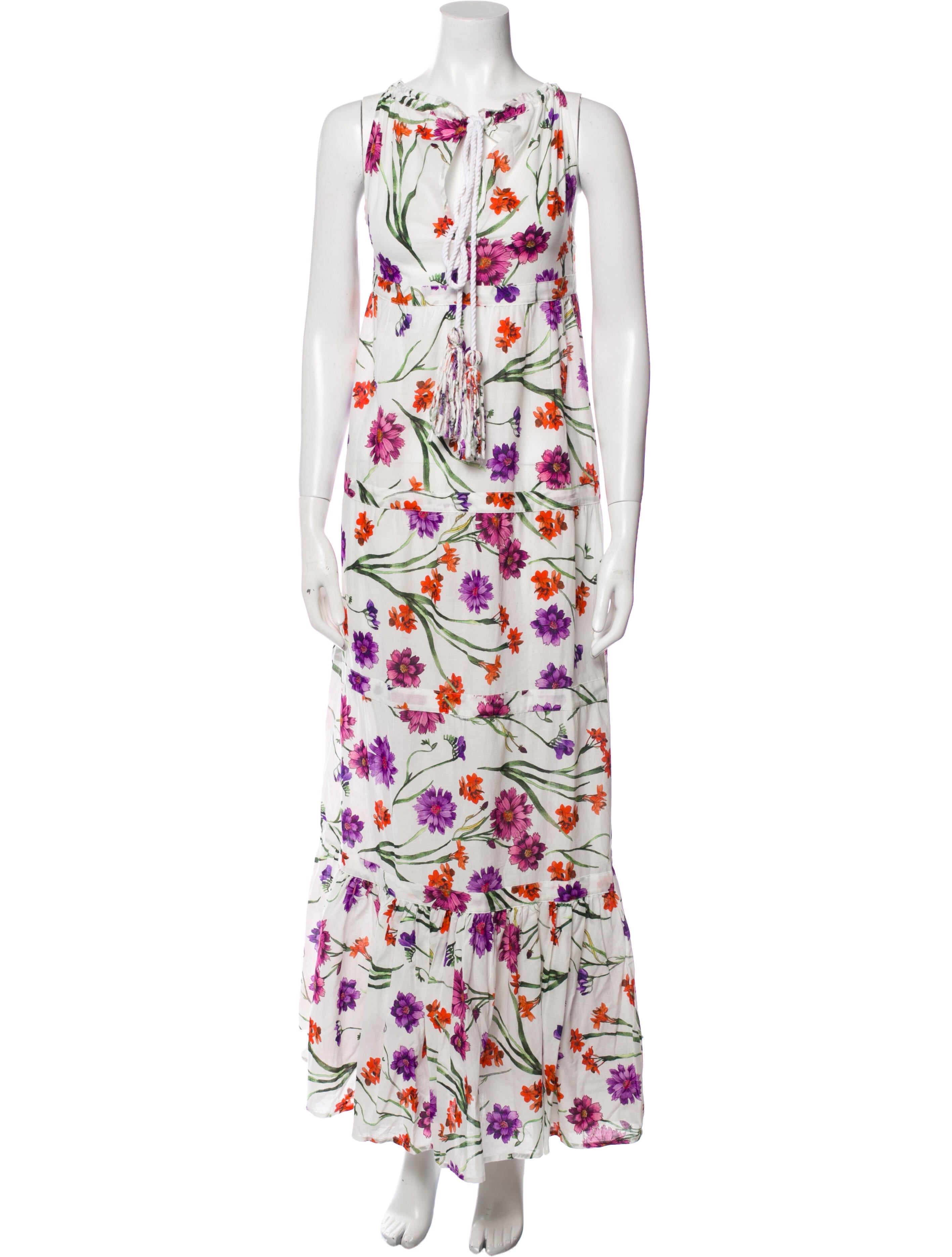 Eywasouls Malibu Floral Print Long Dress - White Dresses, Clothing - WEYSD20552 | The RealReal