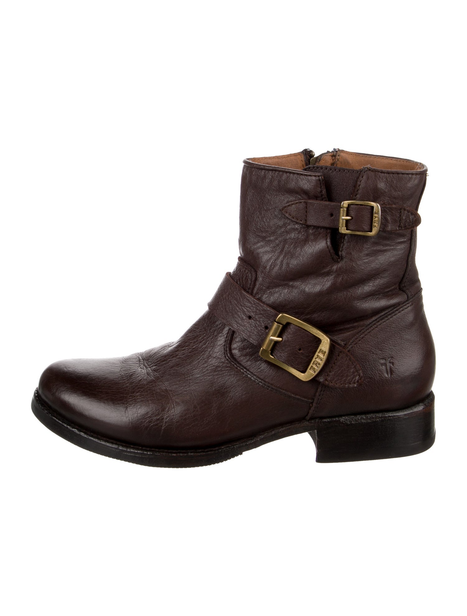 Frye Leather Moto Boots - Brown Boots, Shoes - WF845772 | The RealReal