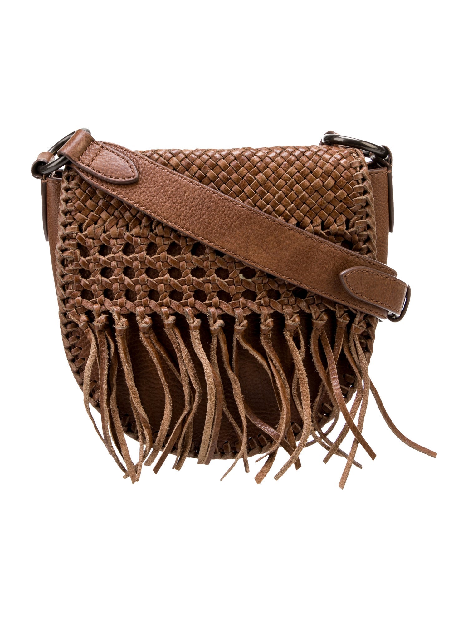 Frye Fringe Braided Leather Crossbody Bag - Brown Shoulder Bags ...