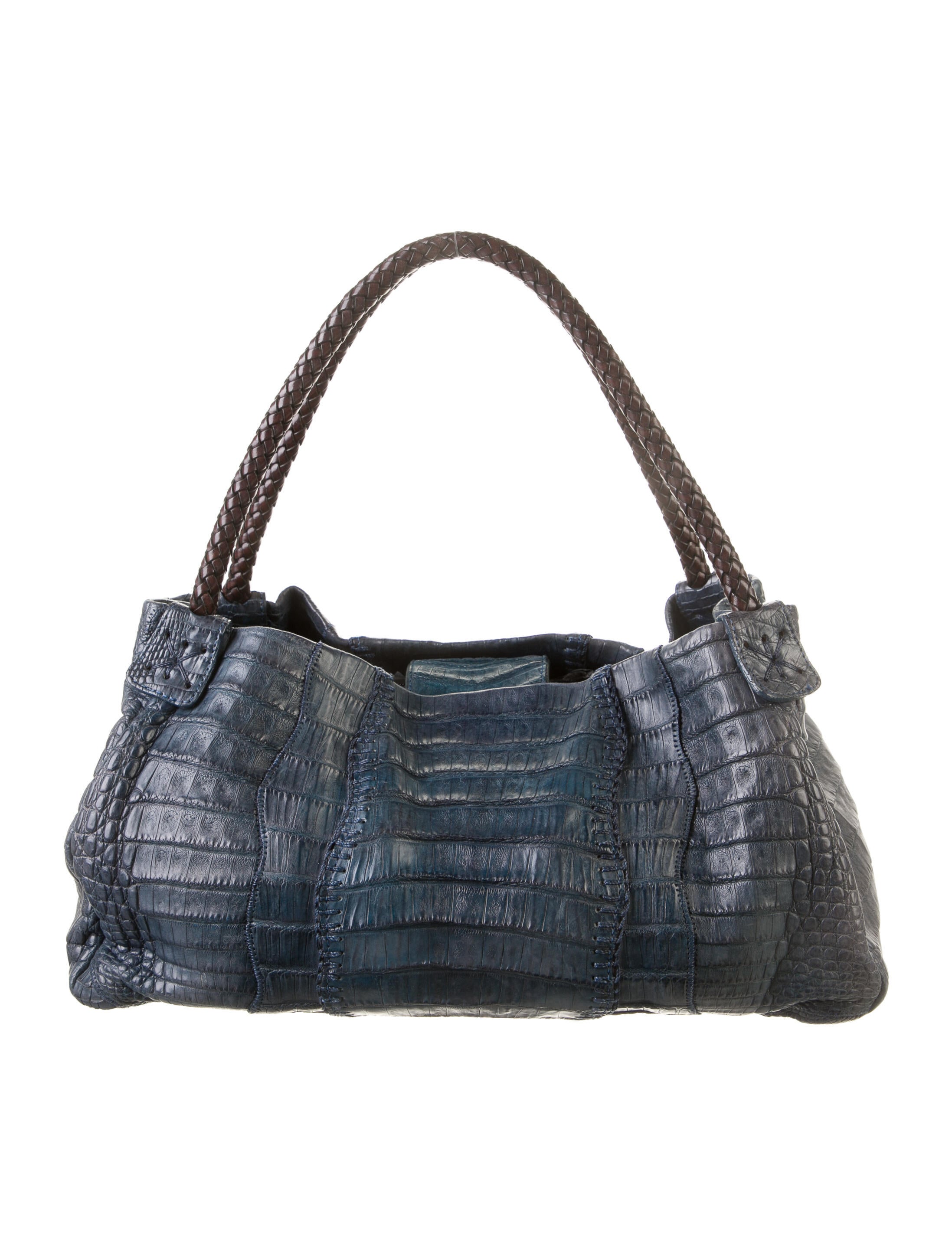 Fatto a Mano by Carlos Falchi Leather-Trimmed Crocodile Shoulder Bag ...