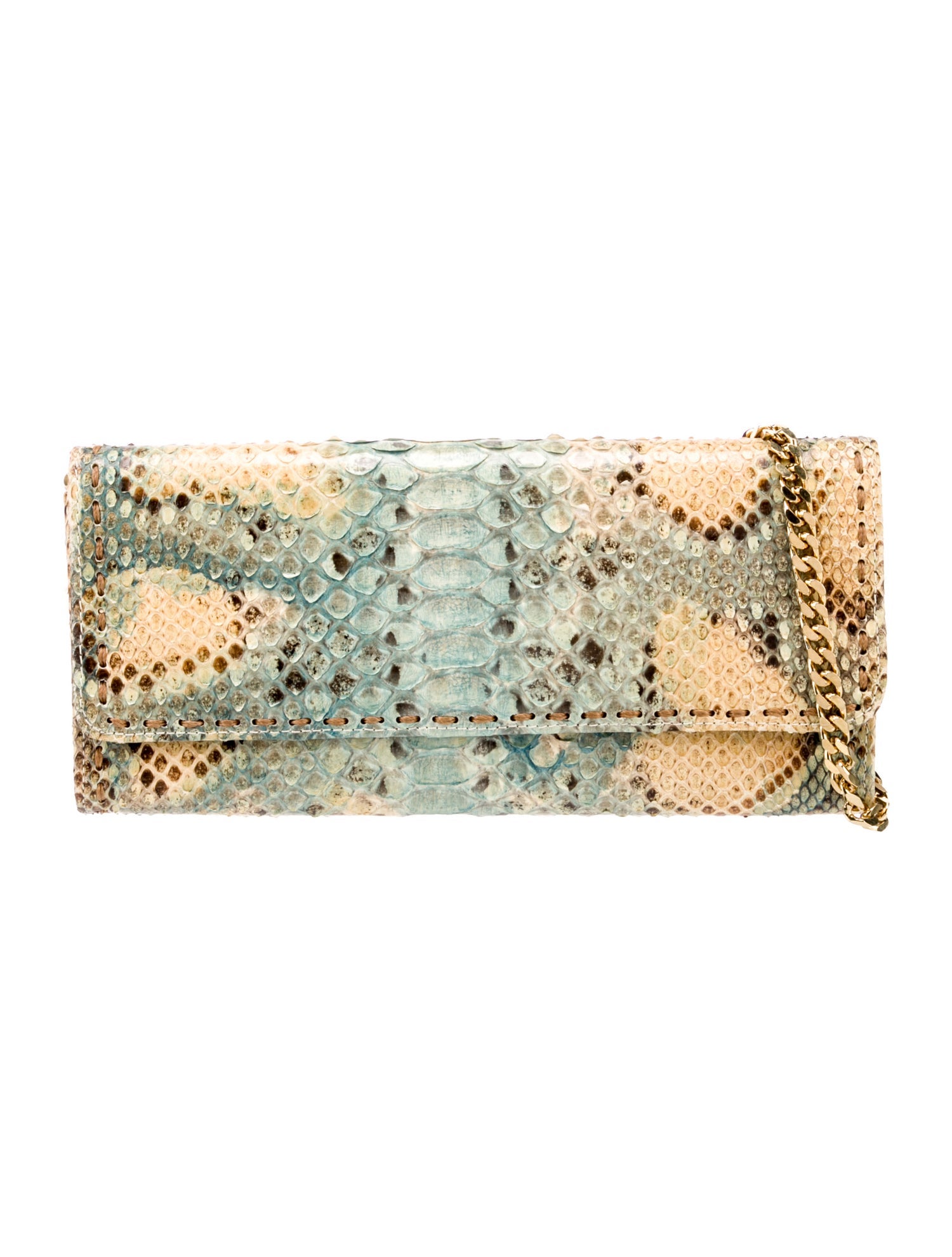 Fatto a Mano by Carlos Falchi Python Clutch - Blue Clutches, Handbags - WFA22261 | The RealReal