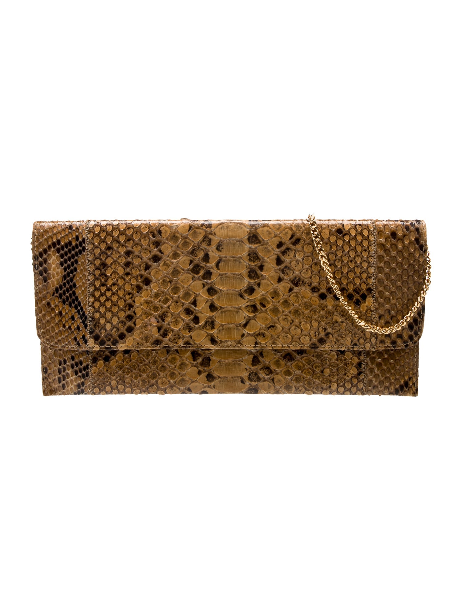 Fatto a Mano by Carlos Falchi Python Clutch - Brown Clutches, Handbags - WFA22308 | The RealReal