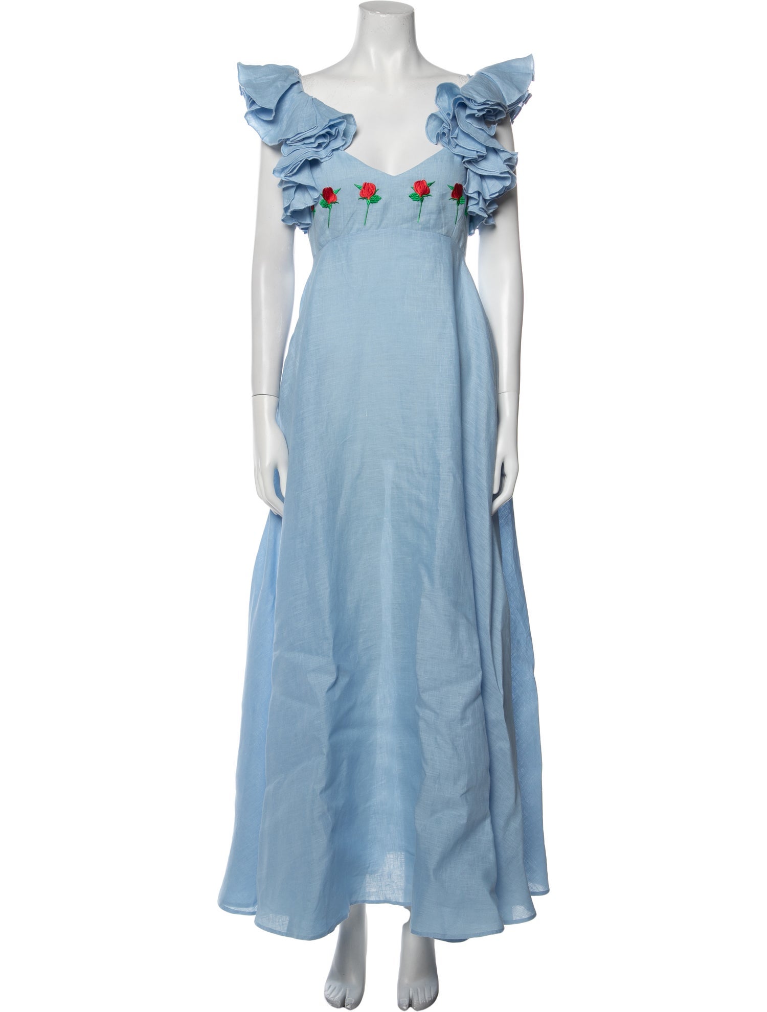 FANM MON V-Neck Long Dress - Blue Dresses, Clothing - WFANM20227 | The ...