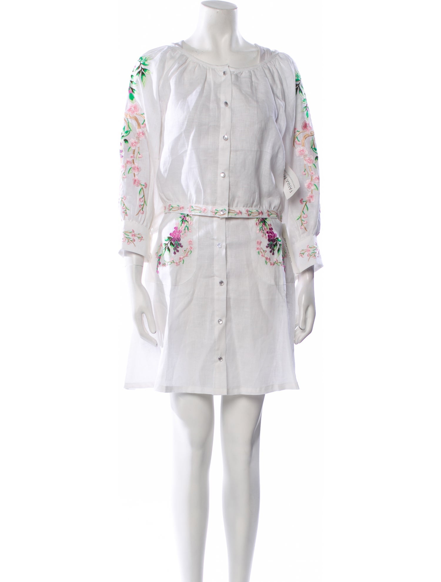 FANM MON Linen Embroidered Accent Skirt Set w/ Tags - White Suits and ...