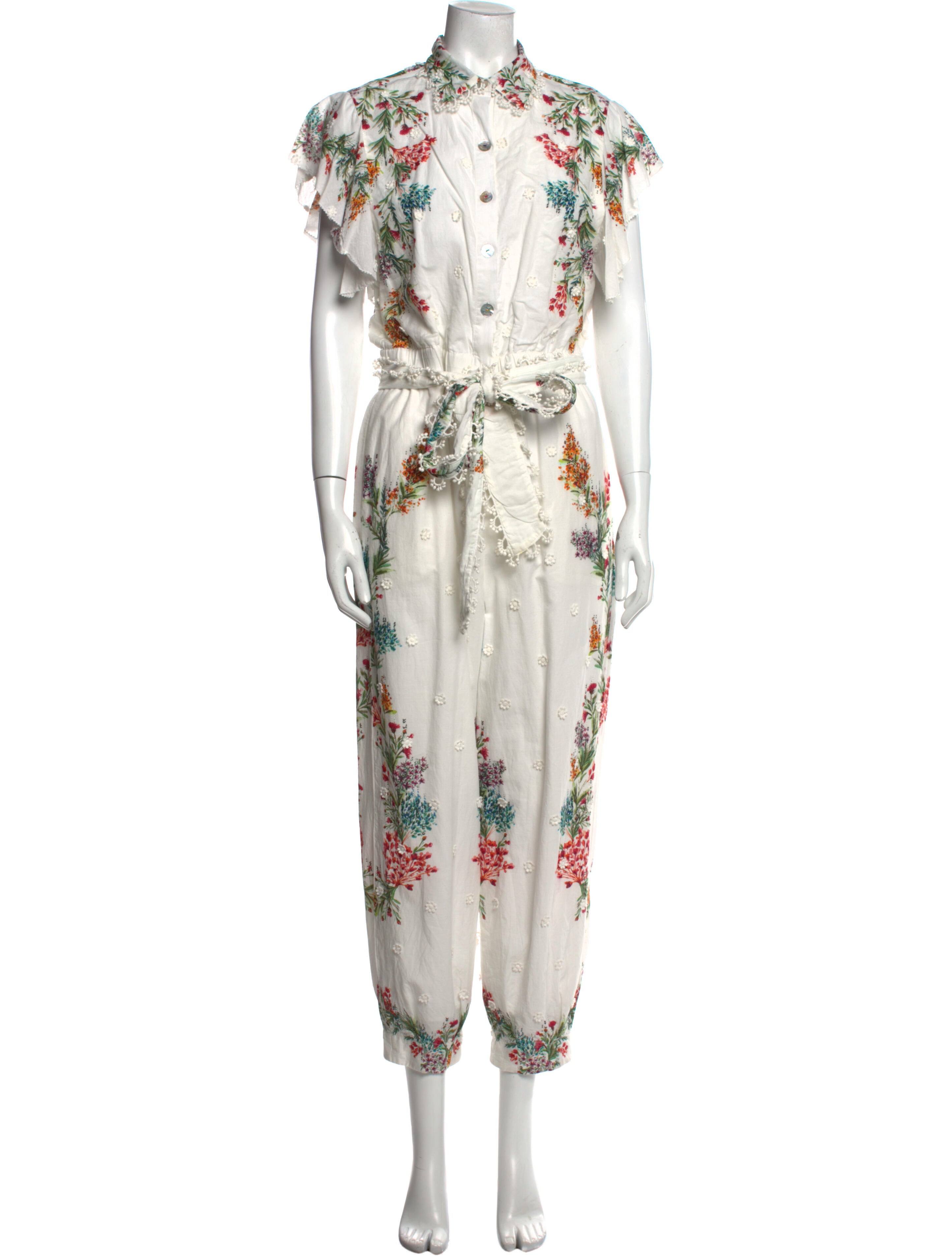 Farm Rio Floral Print Jumpsuit - White, 15" Rise Jumpsuits and Rompers ...
