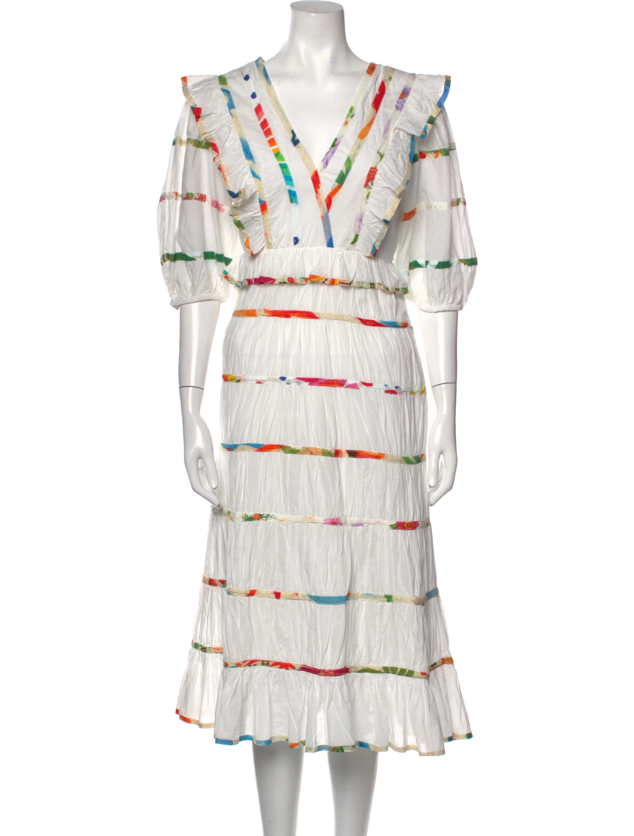 Farm Rio Striped Midi Length Dress - White Dresses, Clothing ...