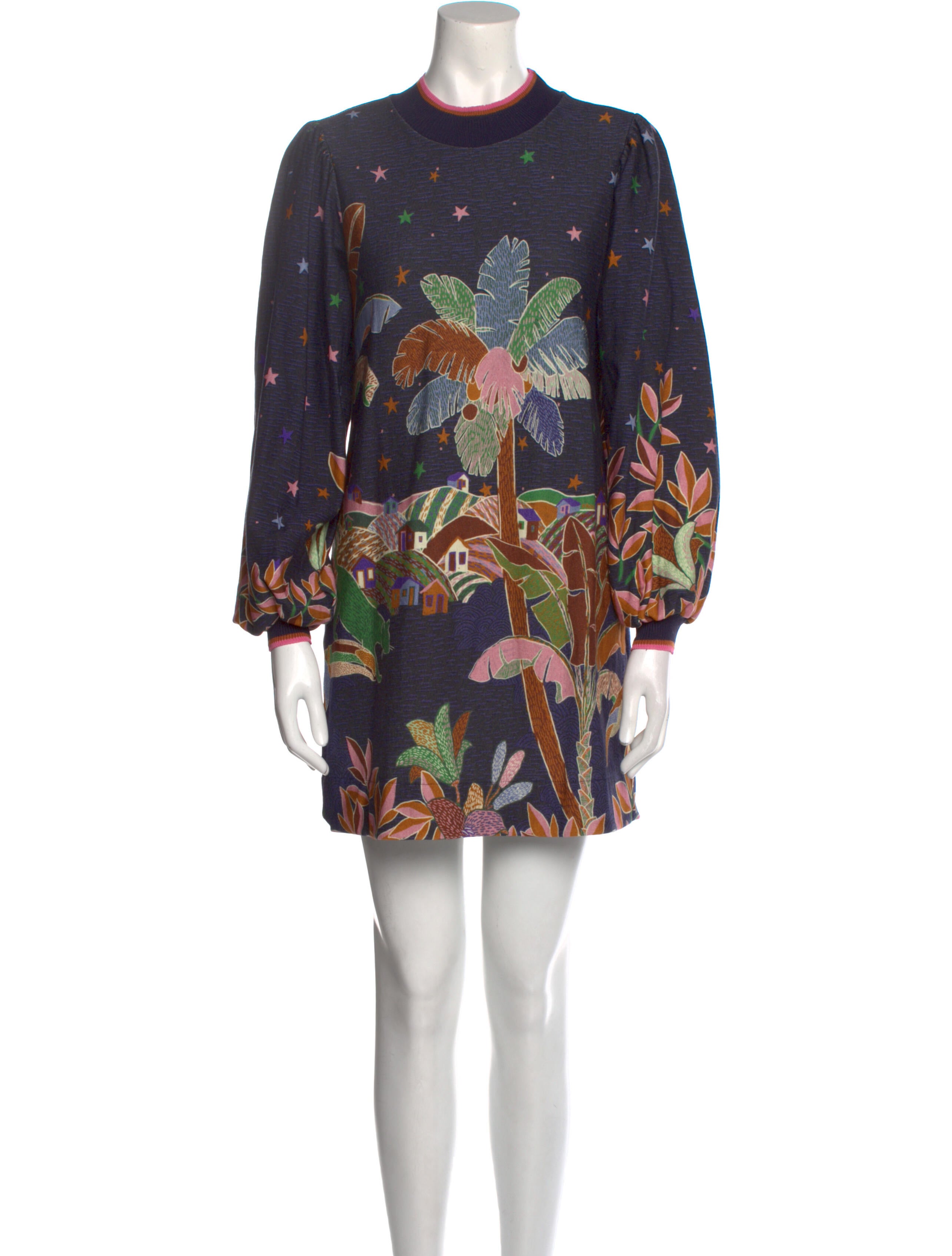Farm Rio Printed Mini Dress - Blue Dresses, Clothing - WFARM32070 | The ...