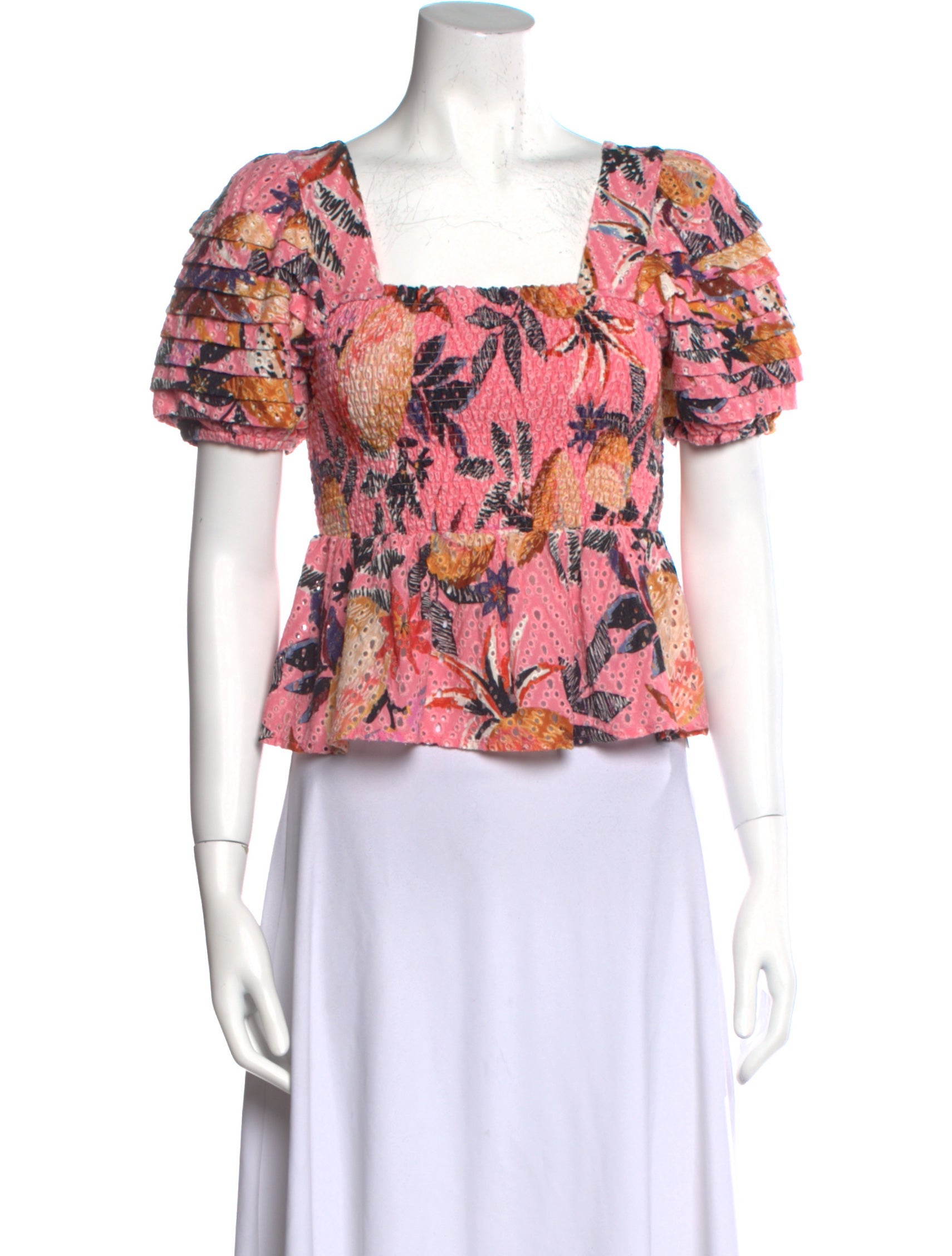 Farm Rio Floral Print Square Neckline Crop Top - Pink Tops, Clothing ...