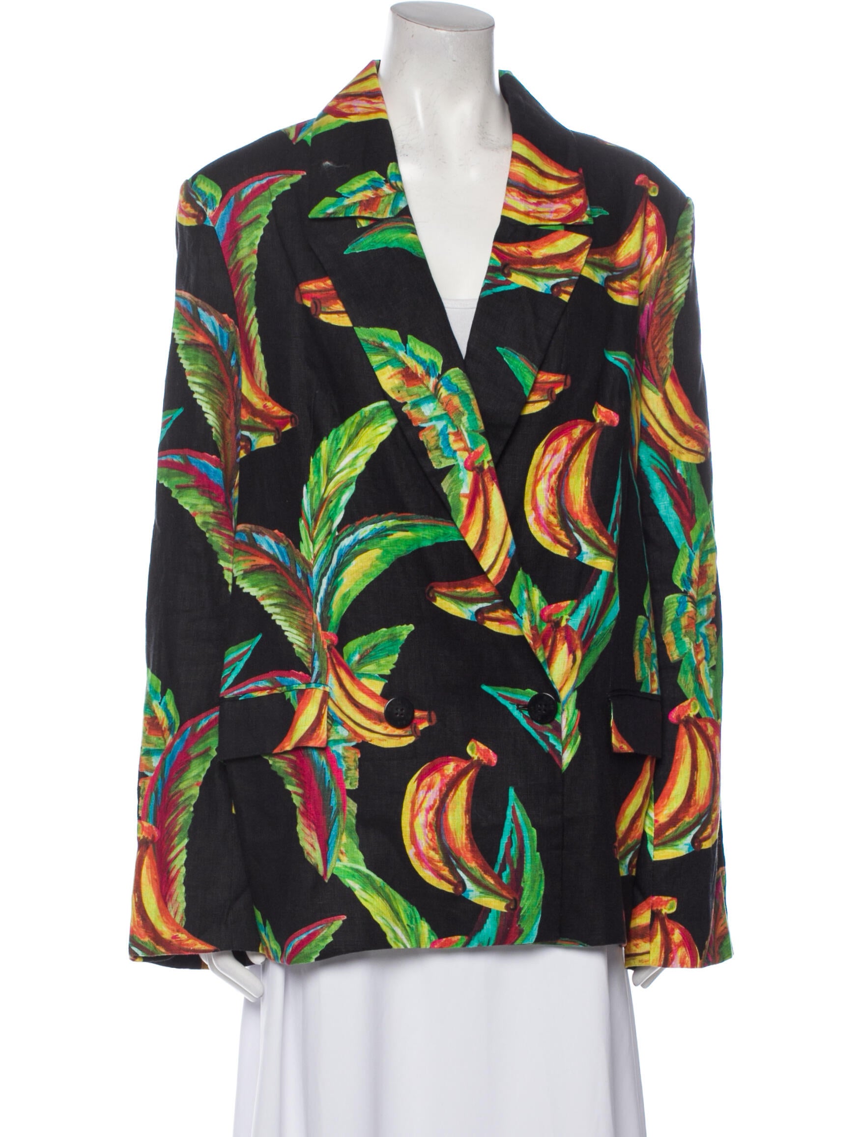 Farm Rio Floral Print Blazer - Black Jackets, Clothing - WFARM33209 ...
