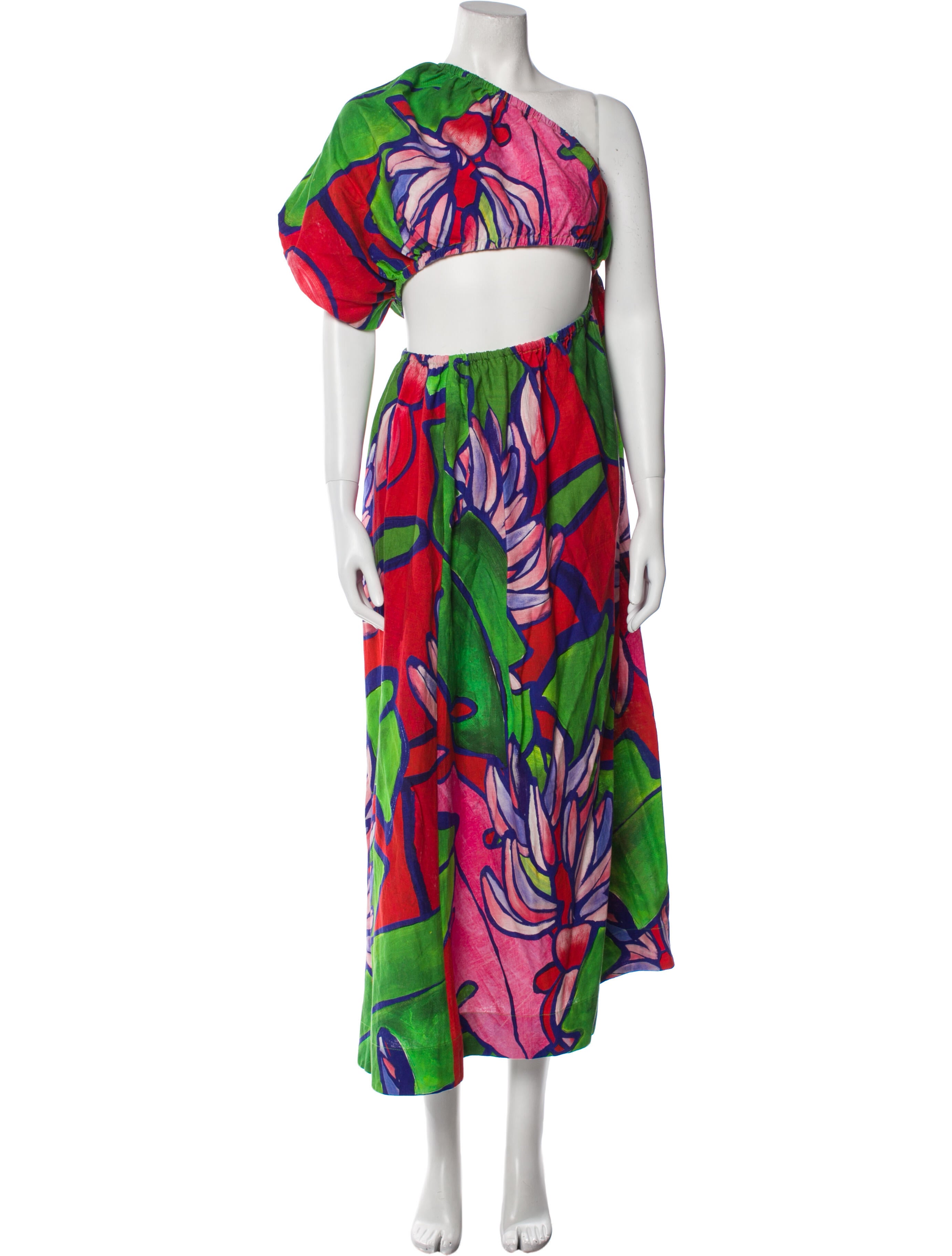 Farm Rio Floral Print Midi Length Dress - Green Dresses, Clothing ...