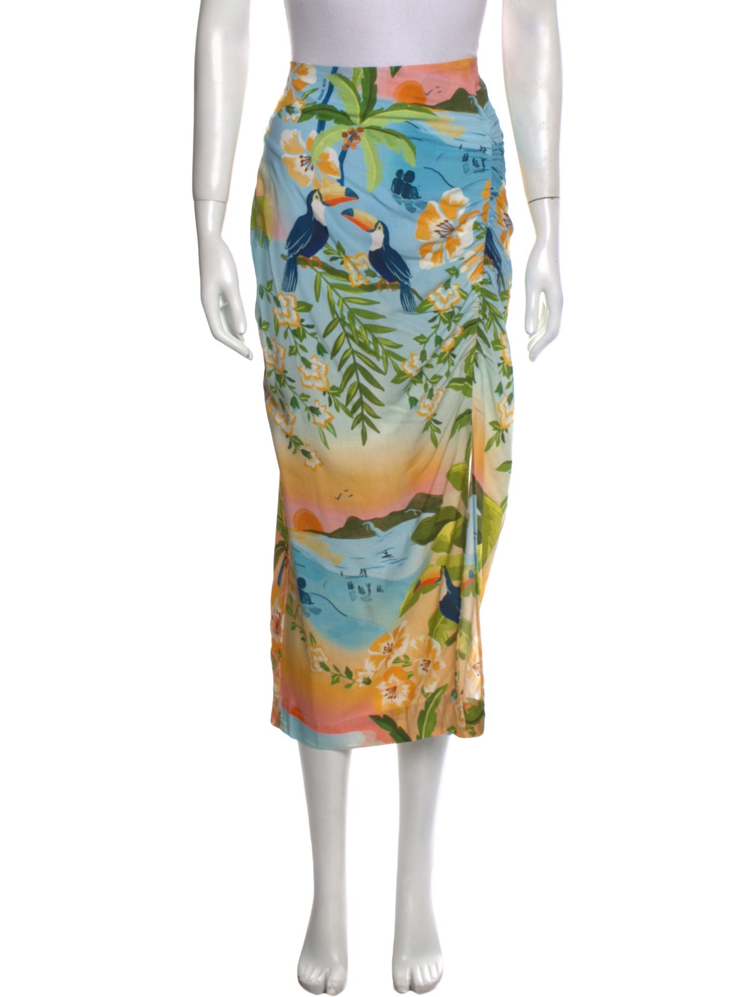 Farm Rio Printed Midi Length Skirt - Neutrals Skirts, Clothing ...