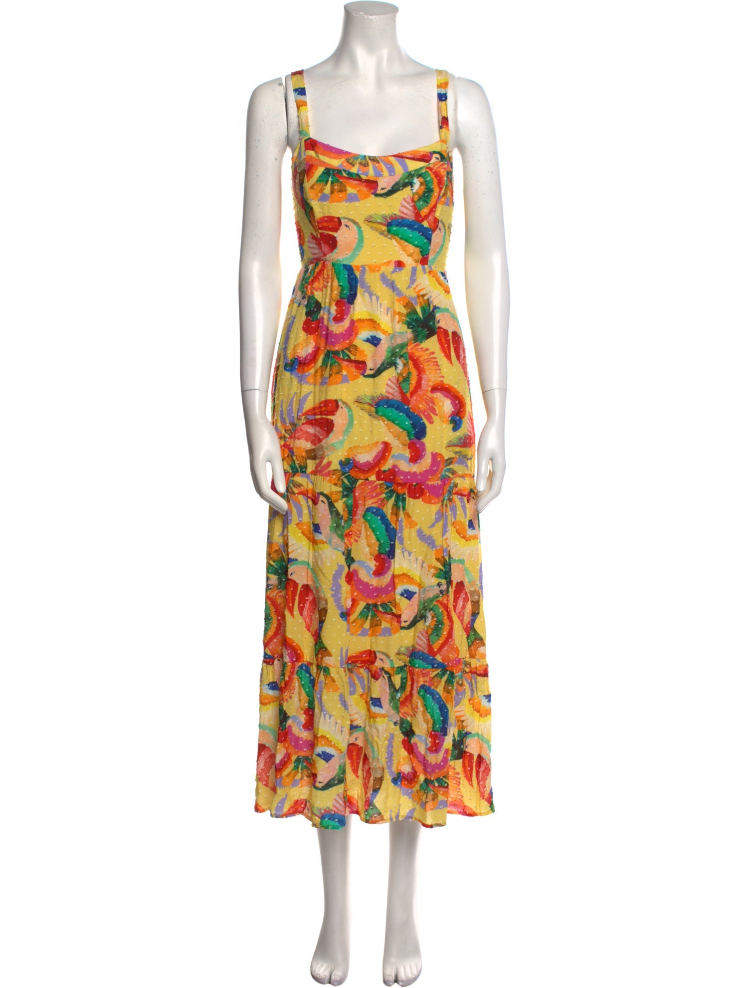 Farm Rio Floral Print Long Dress - Yellow Dresses, Clothing ...