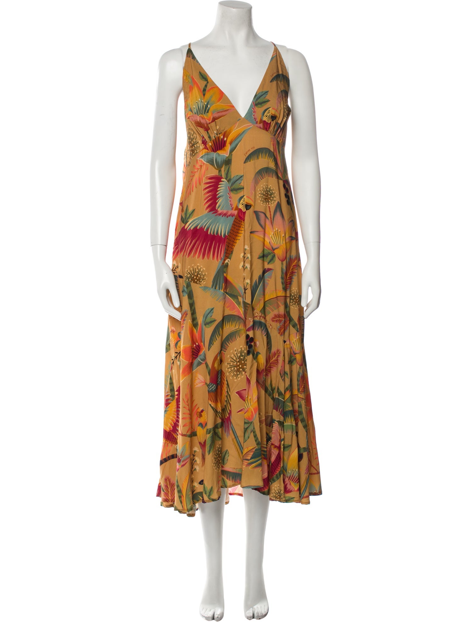 Farm Rio Printed Long Dress - Neutrals Dresses, Clothing - WFARM40867 ...