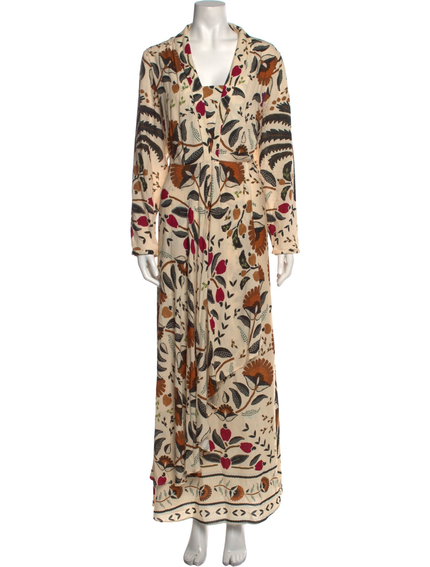 Farm Rio Printed Long Dress - Neutrals Dresses, Clothing - WFARM42363 ...
