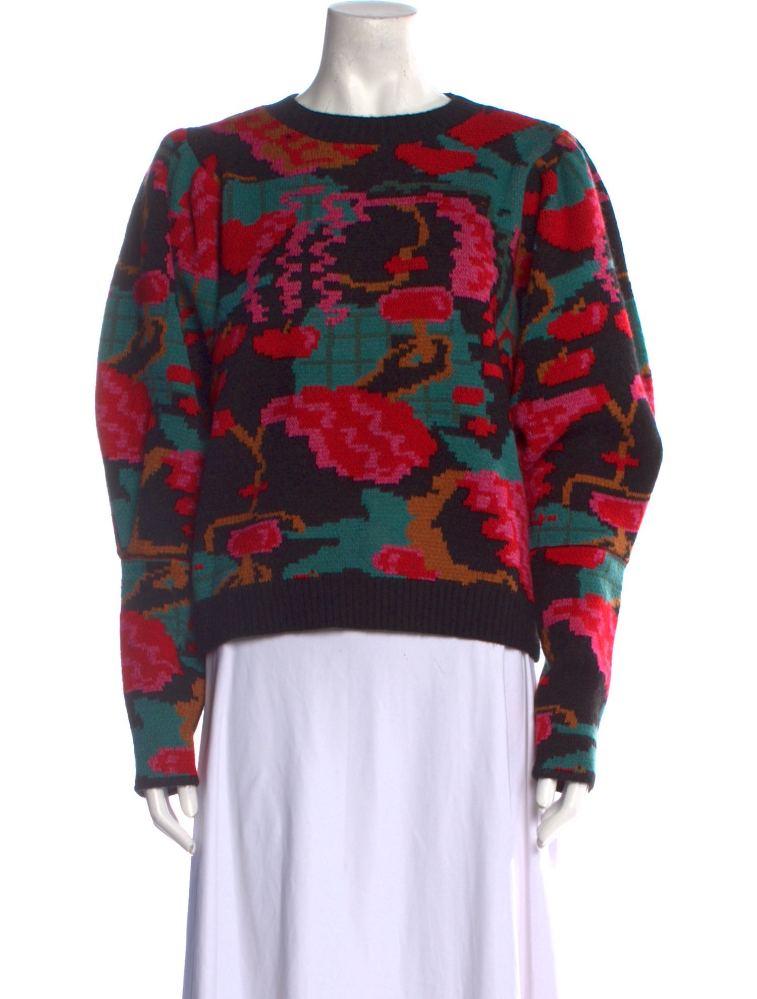 Farm Rio Printed Crew Neck Sweater - Black Knitwear, Clothing ...
