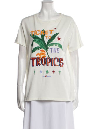 Farm Rio Graphic Print Crew Neck T-Shirt - Neutrals Tops, Clothing ...