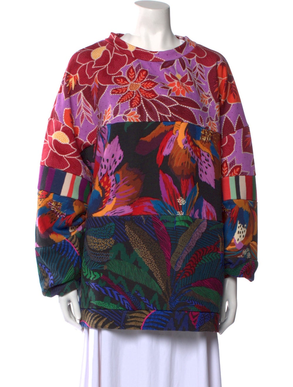 Farm Rio Floral Print Bateau Neckline Sweater - Black Knitwear ...