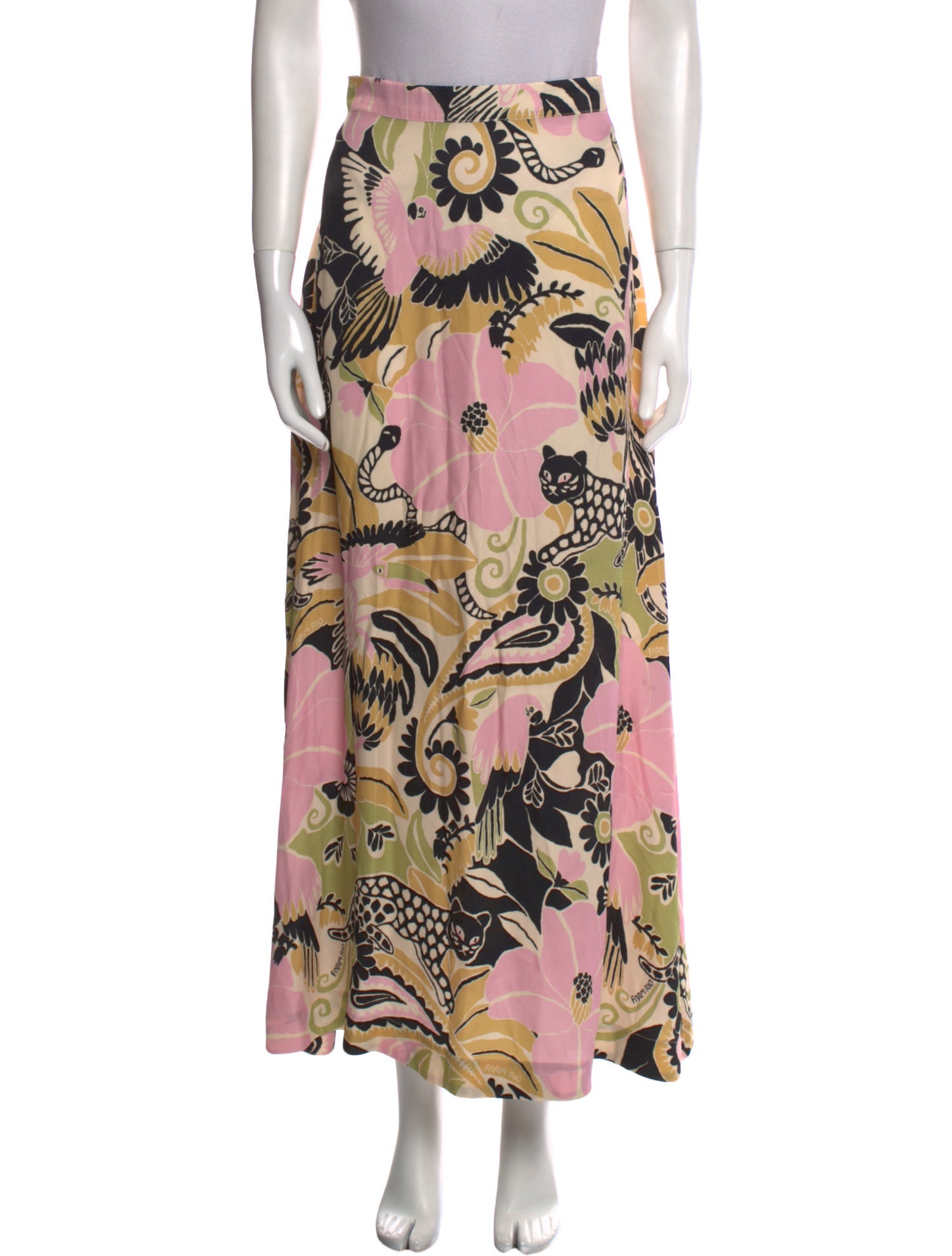 Farm Rio Floral Print Midi Length Skirt - Pink Skirts, Clothing ...