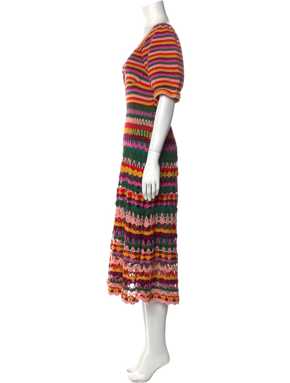 Farm Rio Striped Long Dress - Green Dresses, Clothing - WFARM47534 ...